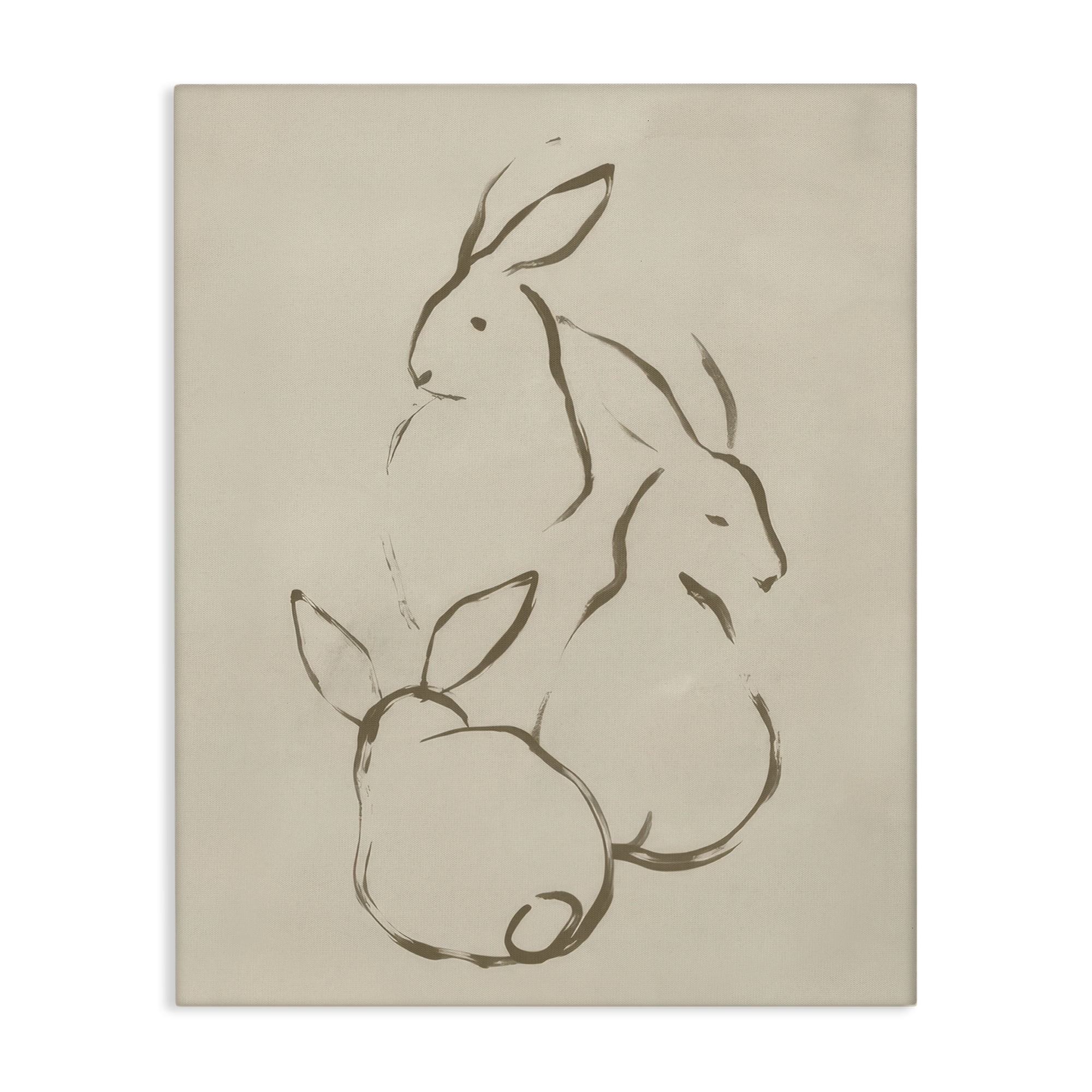 Stupell Industries Earthtone Rabbit Sketch Animals Drawing Wrapped ...