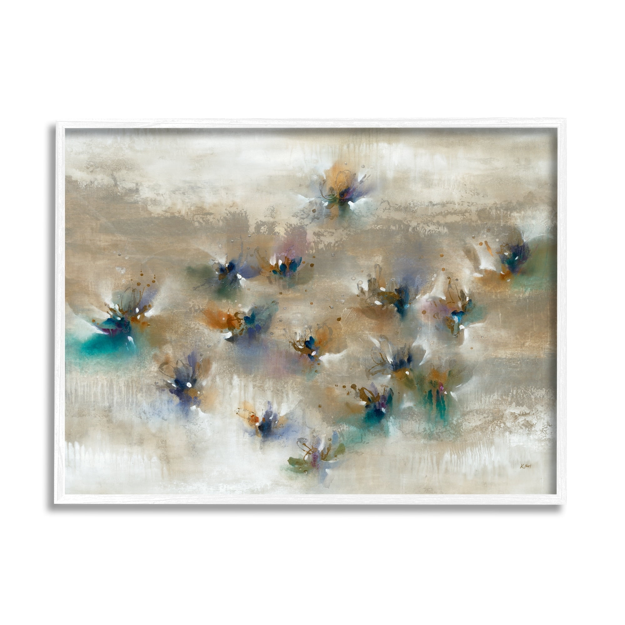 Stupell Industries Earthy Abstract Floral Petals Boho Paint Drip ...