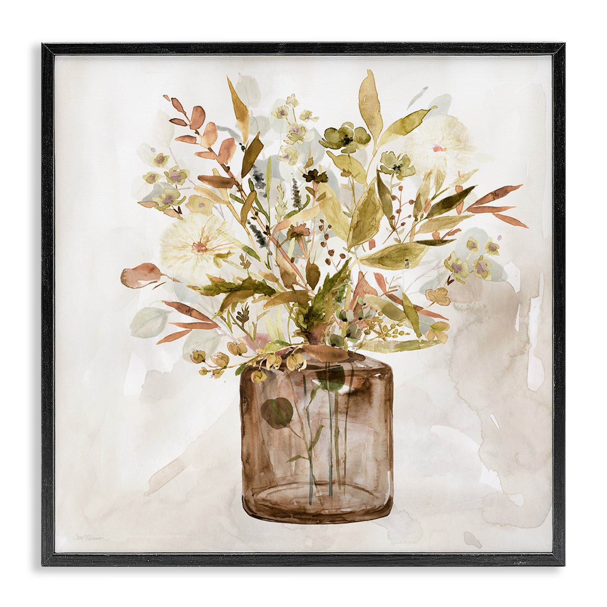 Stupell Industries Earthy Mixed Botanicals Floral Blossoms Watercolor ...