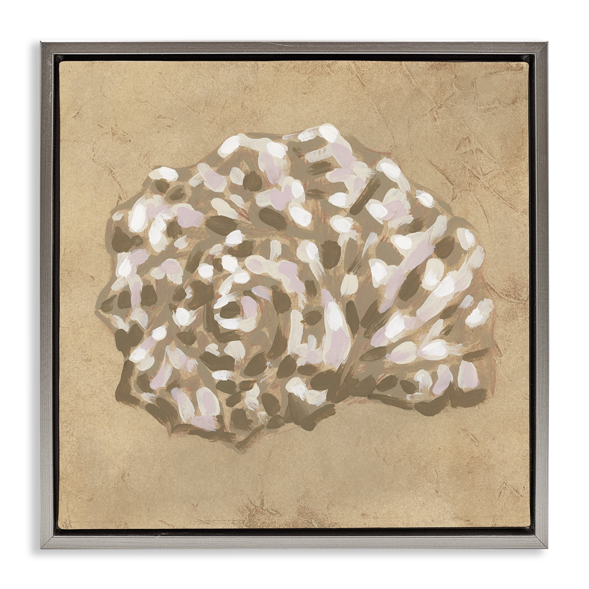 Stupell Industries Earthy Tone Seashell Gray Framed Floater Canvas Wall Art design by June Erica ...