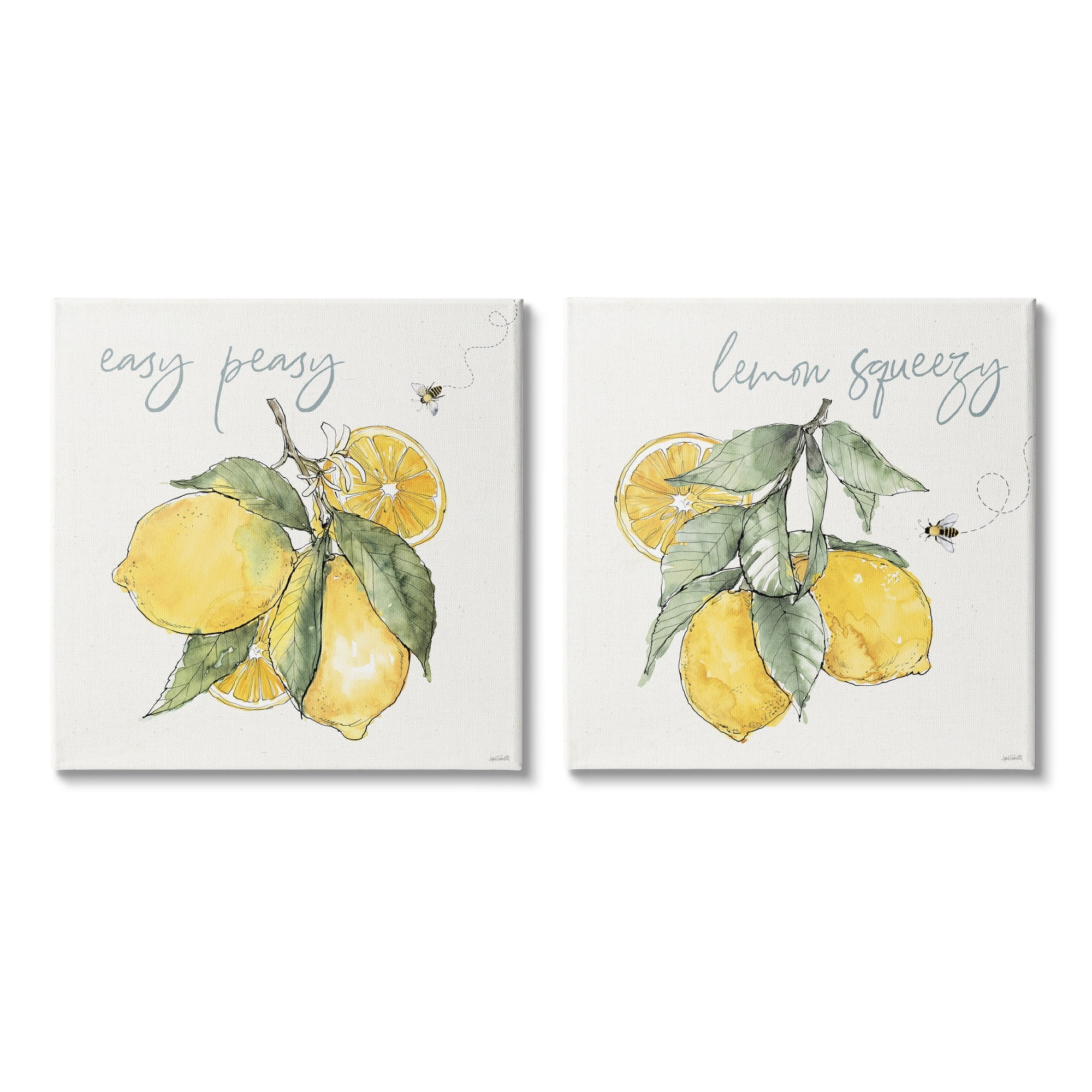 Stupell Industries Easy Peasy Lemon Squeezy Phrase Yellow Honey Bees ...