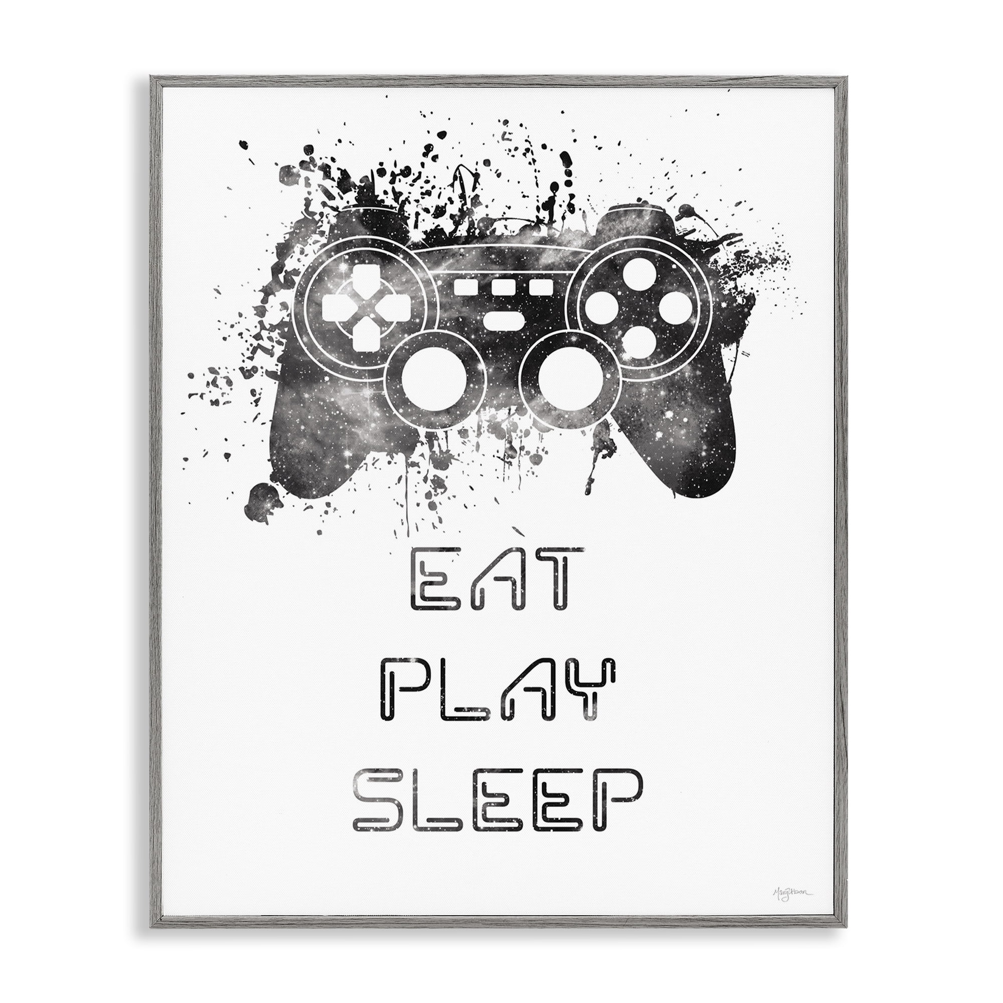 Stupell Industries Eat Play Sleep Gaming Typography Painting Gray ...