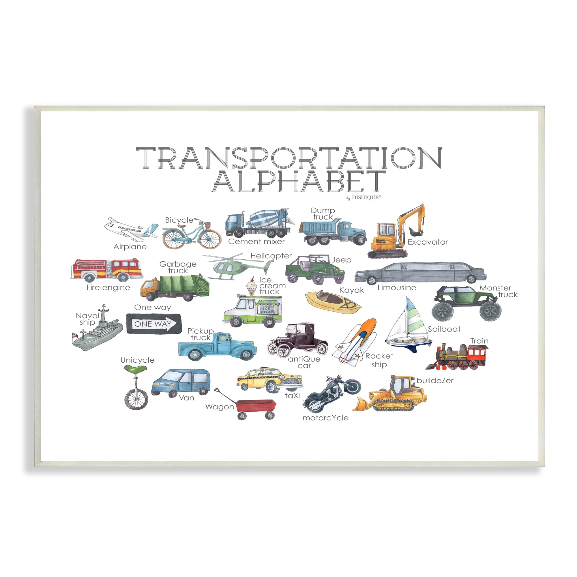 Stupell Industries Educational Transportation Alphabet Kids Learning ...