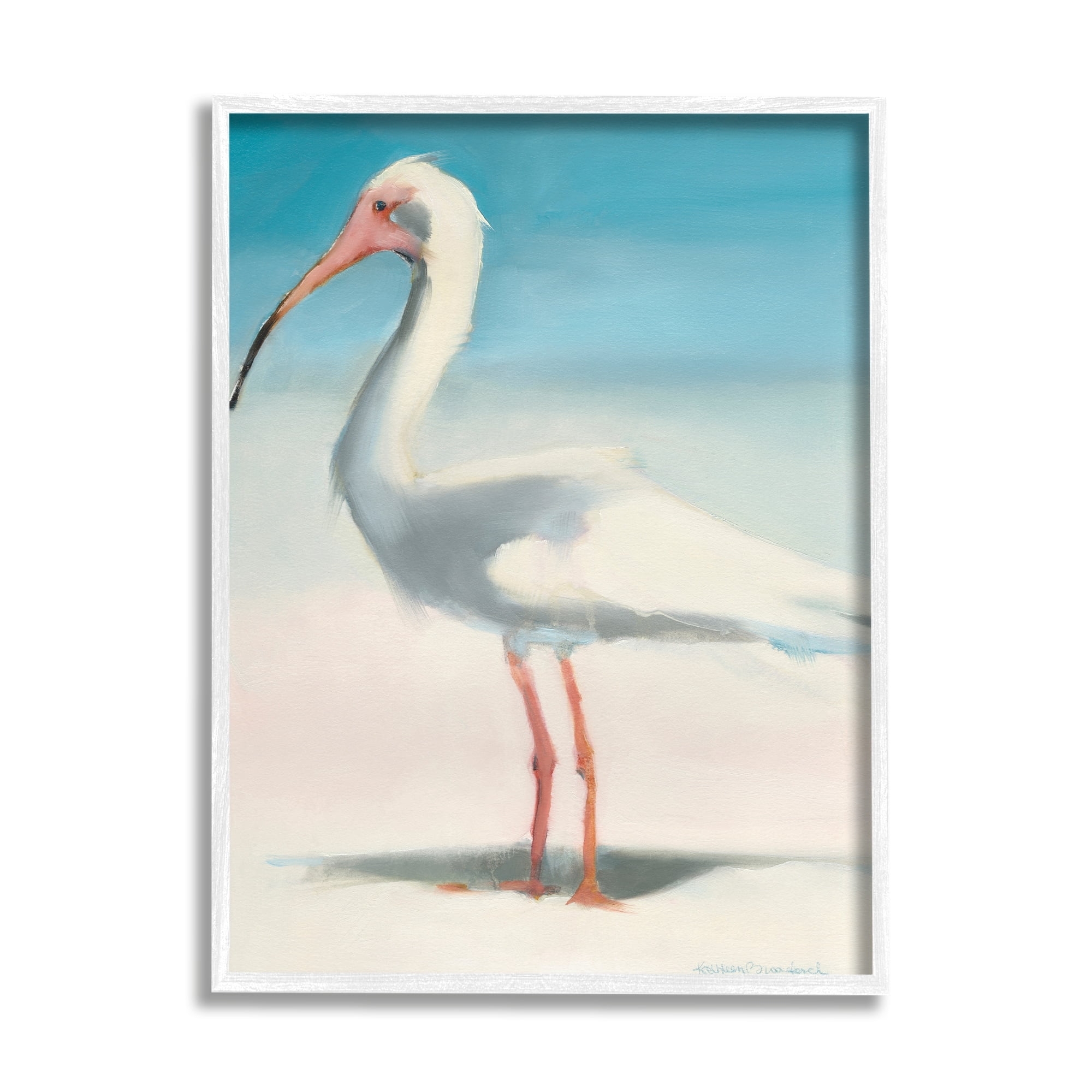 Stupell Industries Egret Portrait Beach Sand Gradient Coastal Painting ...