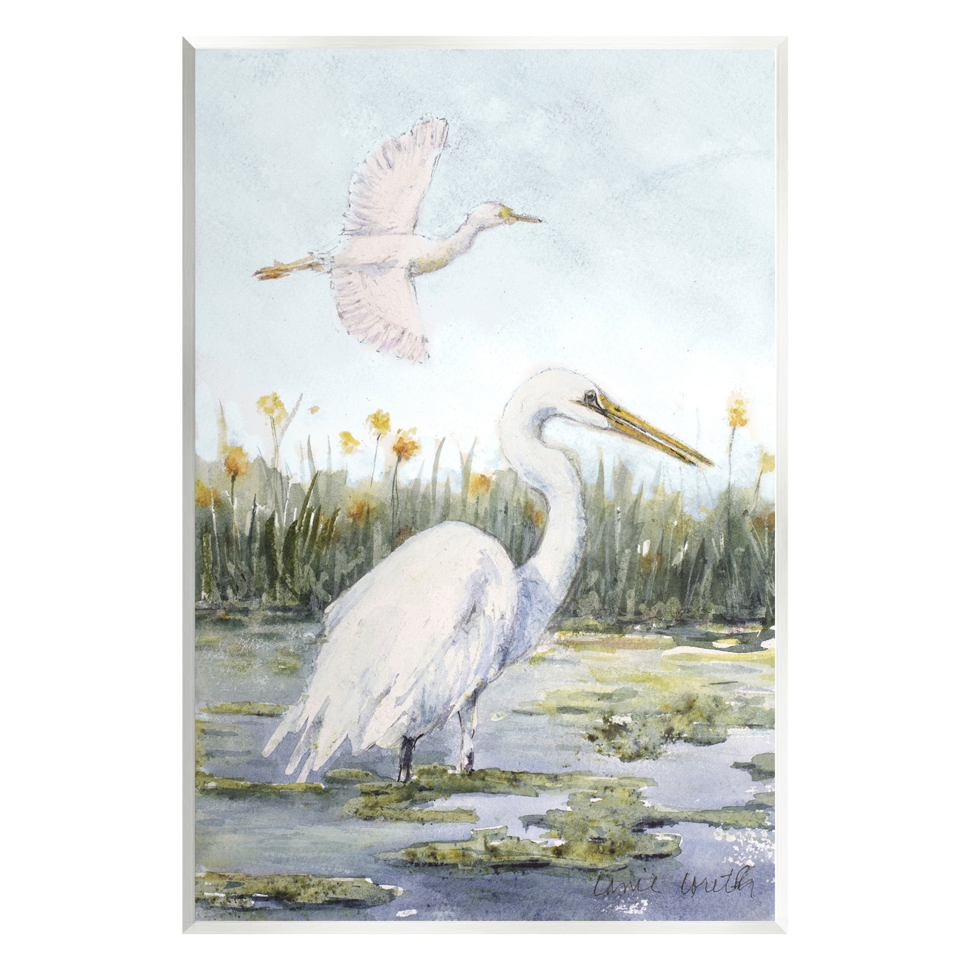 Stupell Industries Egrets in Wetland Landscape Animals & Insects ...