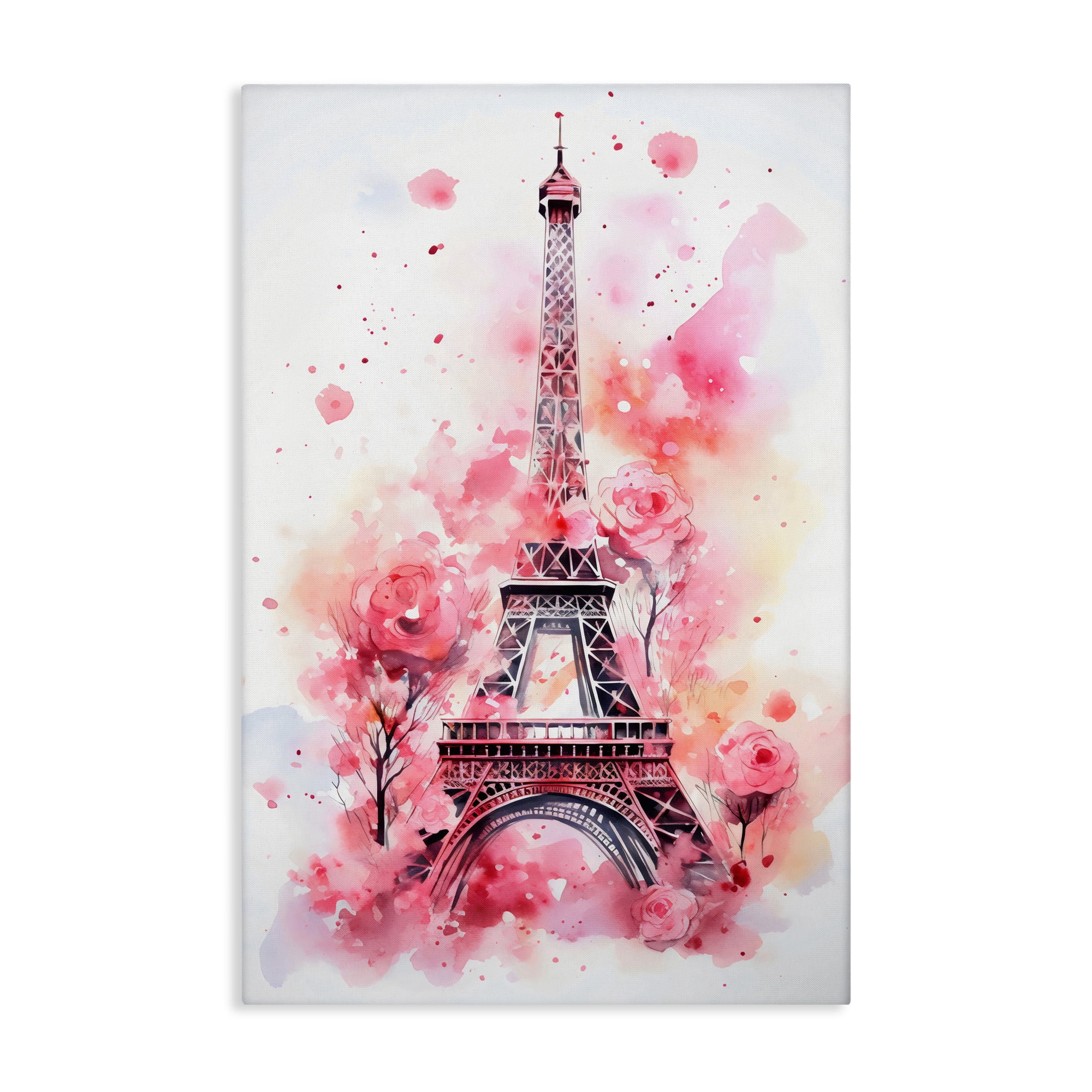 Stupell Industries Eiffel Tower In Roses Canvas Wall Art, design by ...