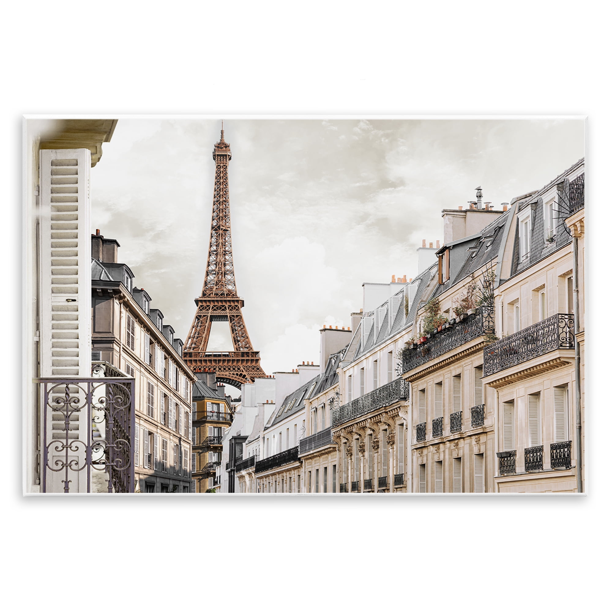 Stupell Industries Eiffel Tower Through Parisian Balconies Wall Plaque ...