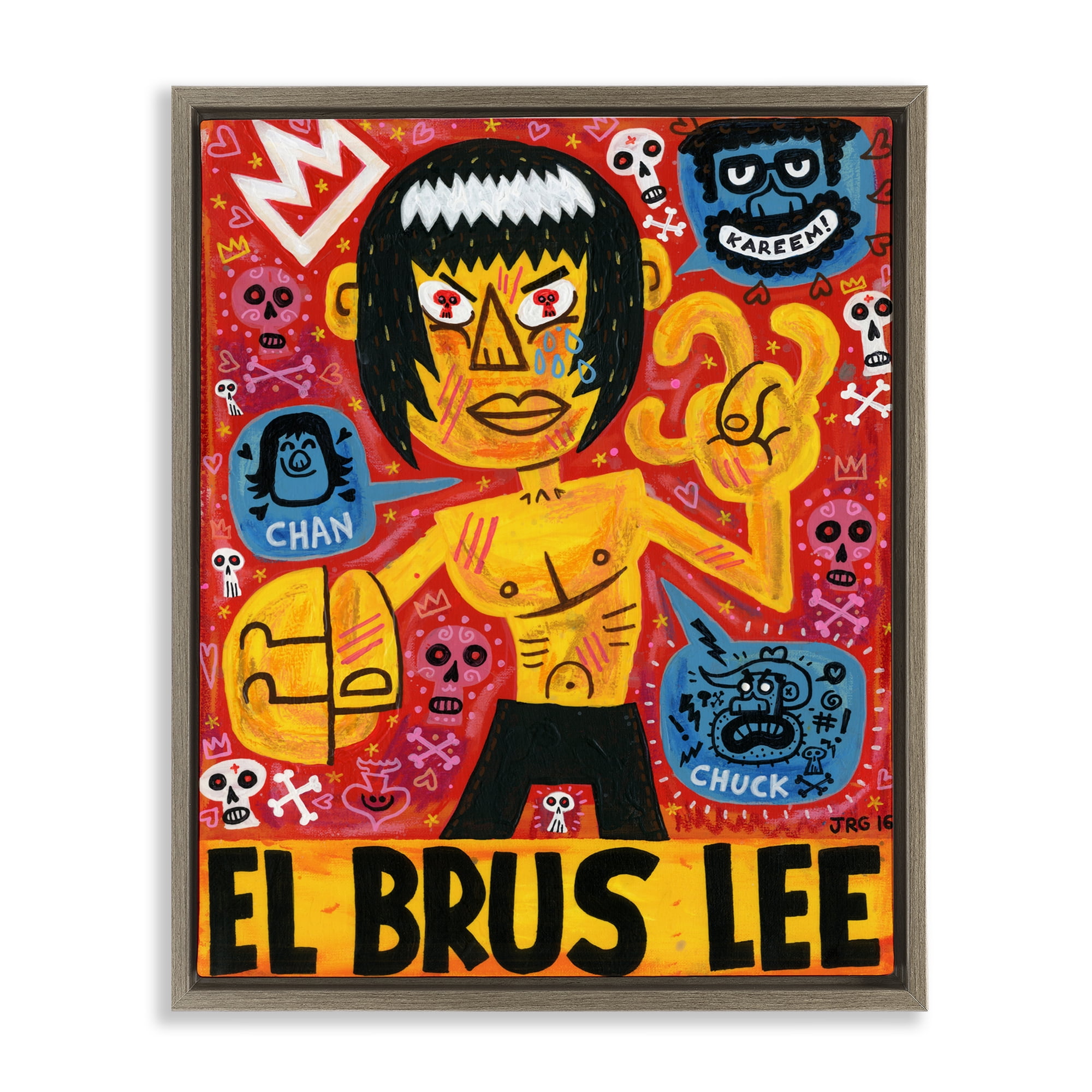 Stupell Industries El Brus Lee Iconic Culture Brown Framed Floater ...