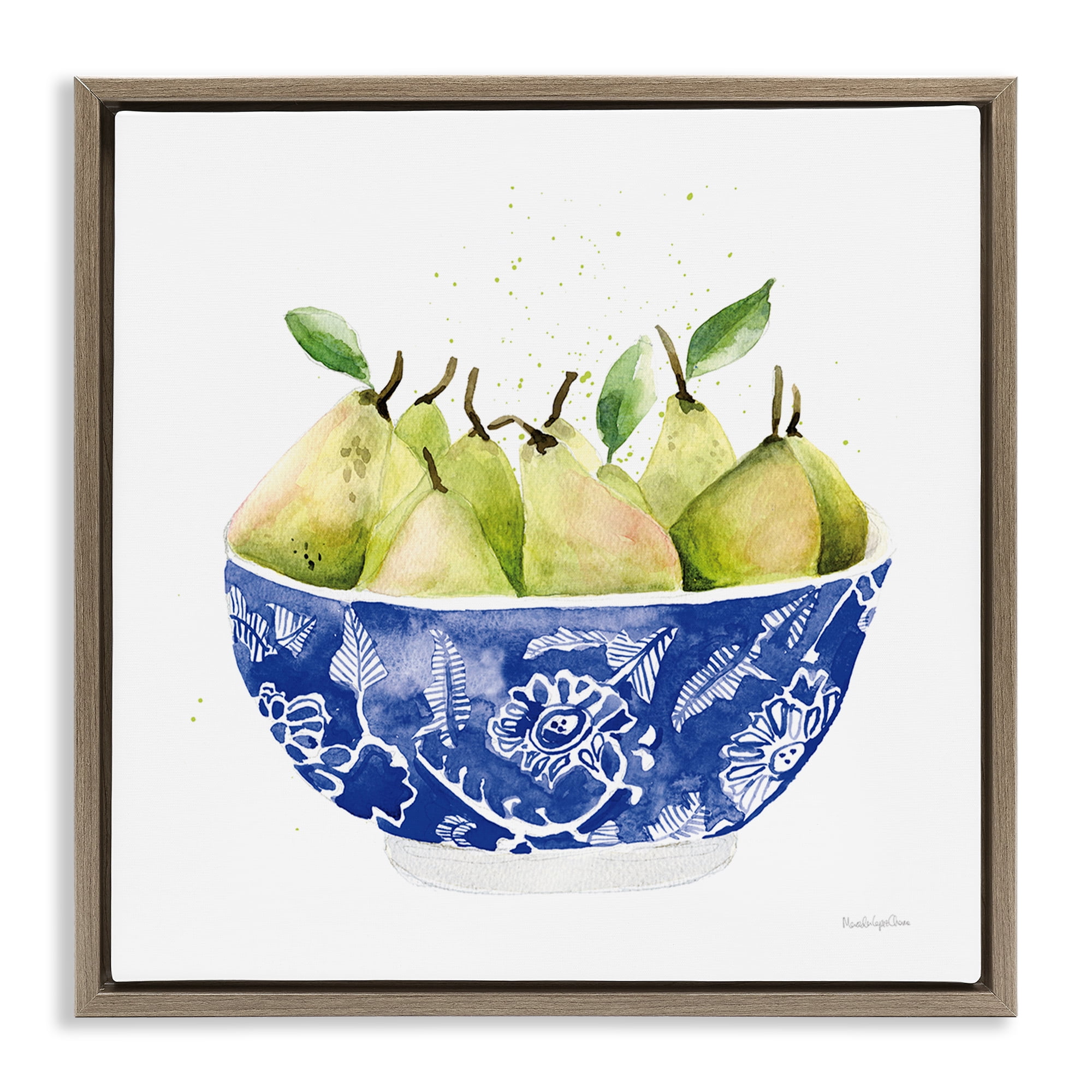 Stupell Industries Elegant Bowl of Pears Food & Beverage Painting Brown ...