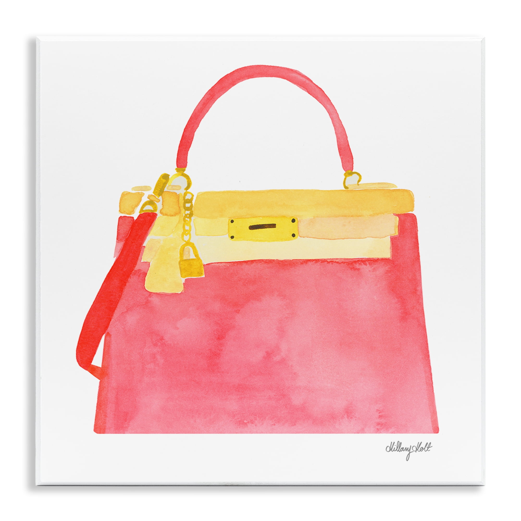 Stupell Industries Elegant Coral Handbag Wall Plaque Art, design by ...