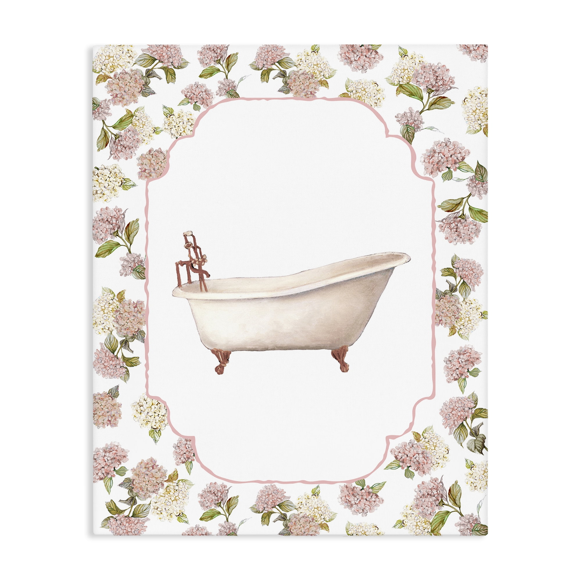 Stupell Industries Elegant Hydrangeas Bathtub Canvas Wall Art, design ...