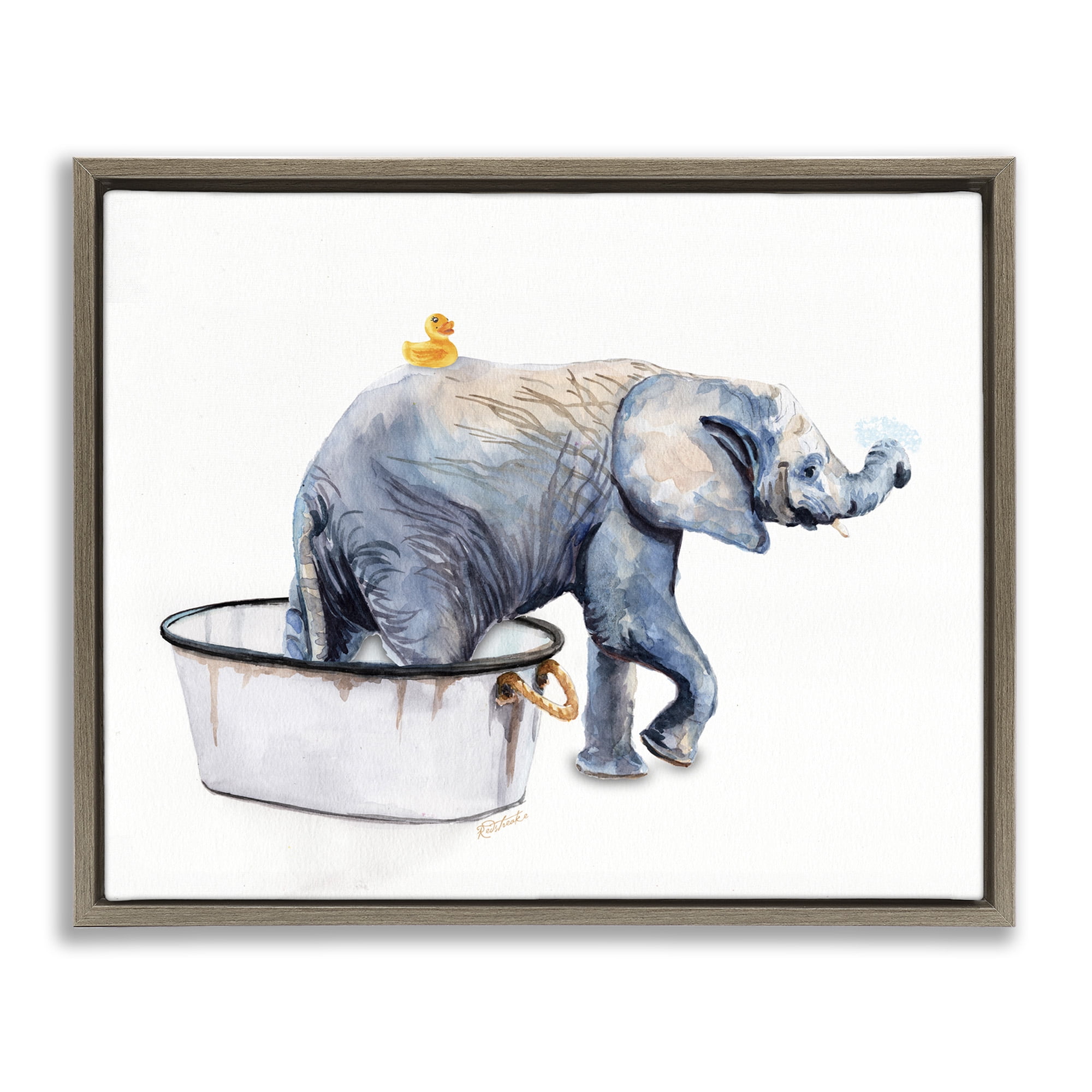 Stupell Industries Elephant & Rubber Duck Bath Animals & Insects ...