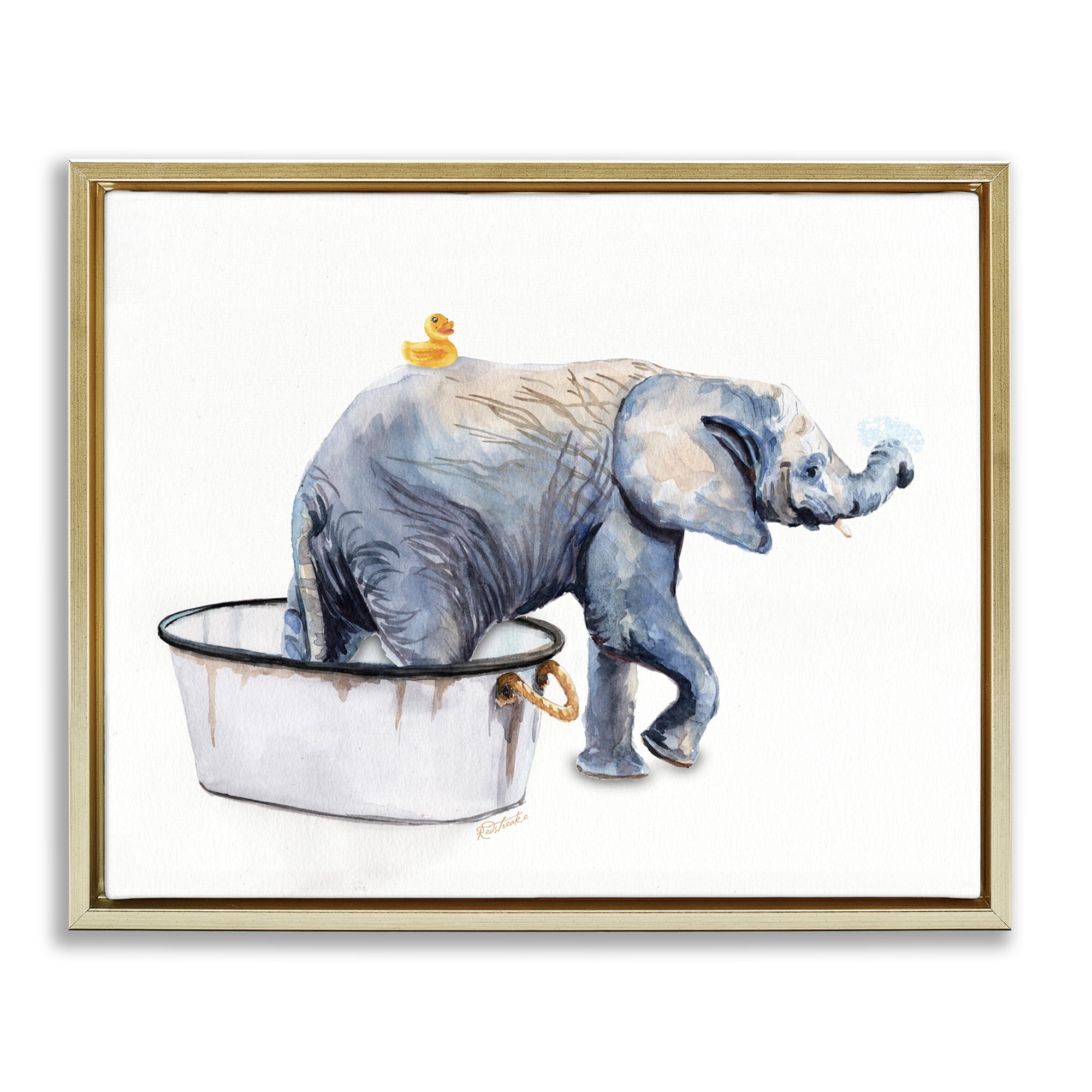 Stupell Industries Elephant & Rubber Duck Bath Animals & Insects ...