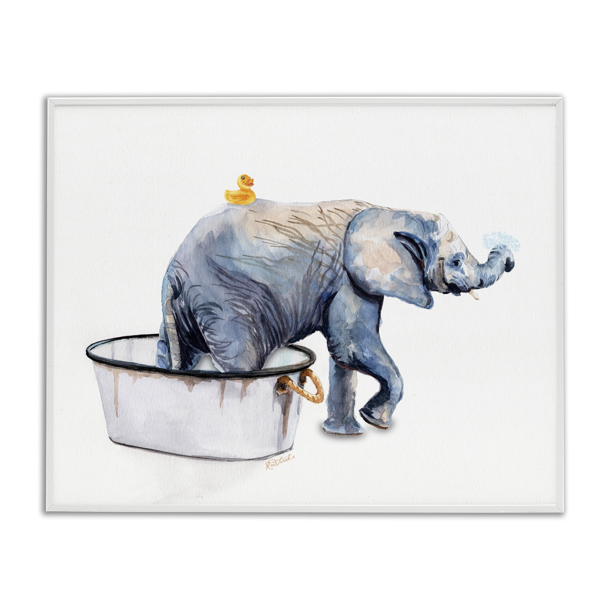 Stupell Industries Elephant & Rubber Duck Bath Animals & Insects ...