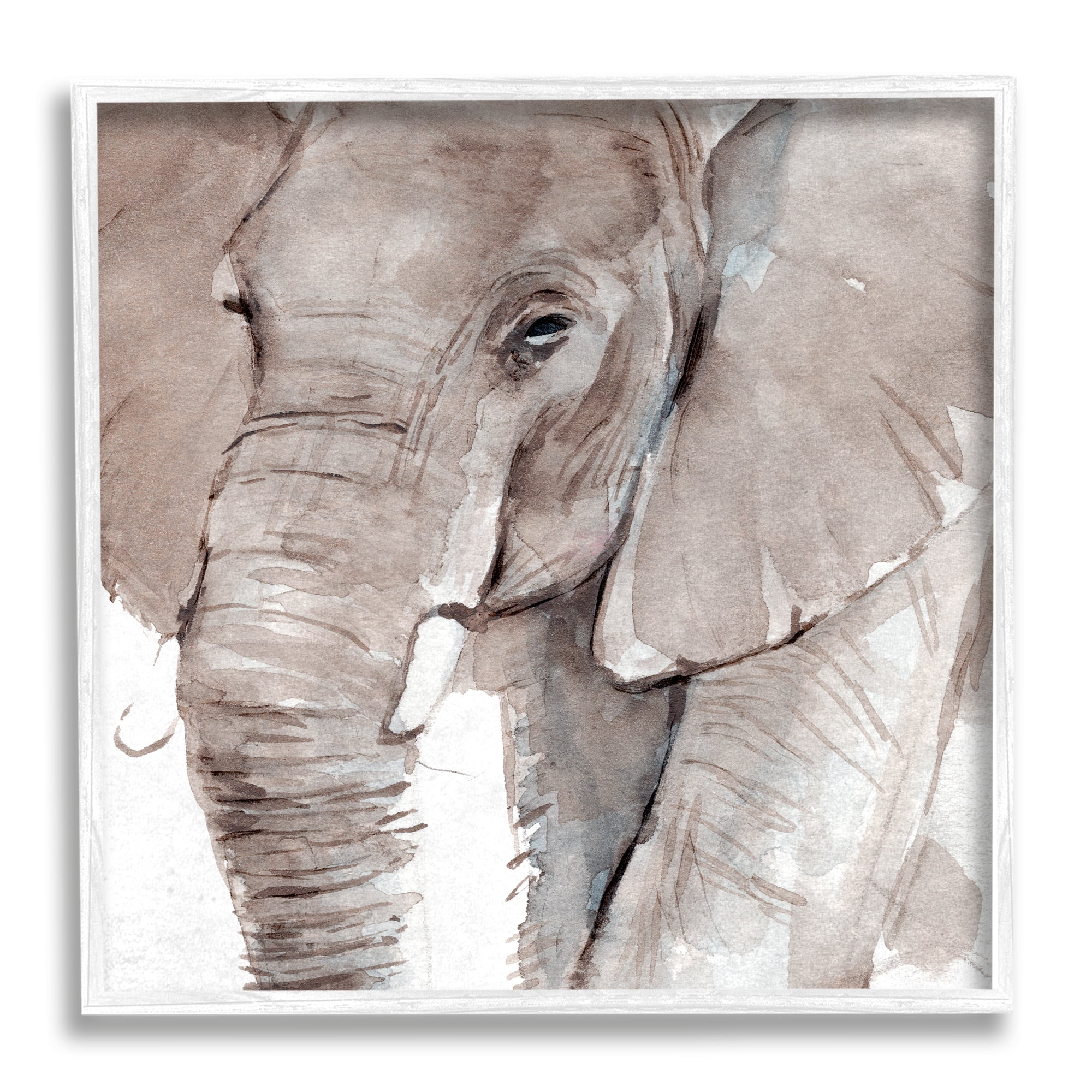 Stupell Industries Elephant Trunk Animal Portrait Grey Wrinkles Small ...