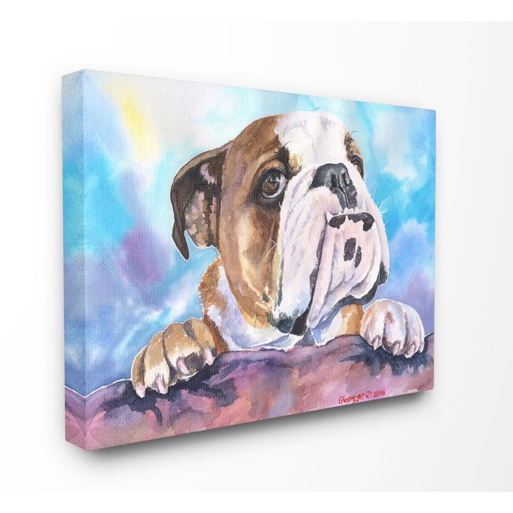 Stupell Industries English Bulldog Dog Pet Animal Watercolor Painting ...