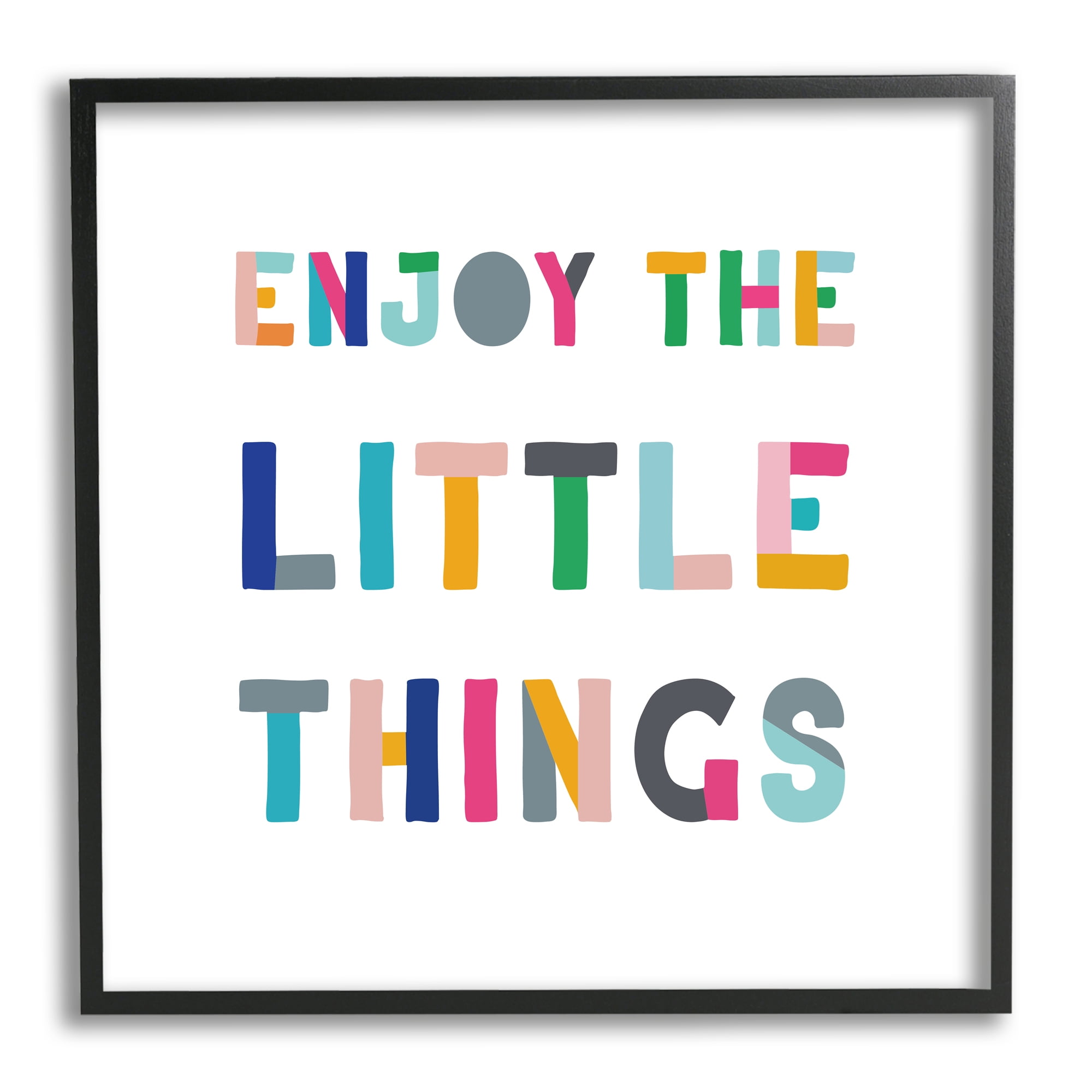 Enjoy Little Things Motivational Phrase Block Typography - 12 x 12 Wall ...