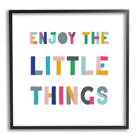 Enjoy Little Things Motivational Phrase Block Typography - 12 x 12 Wall ...