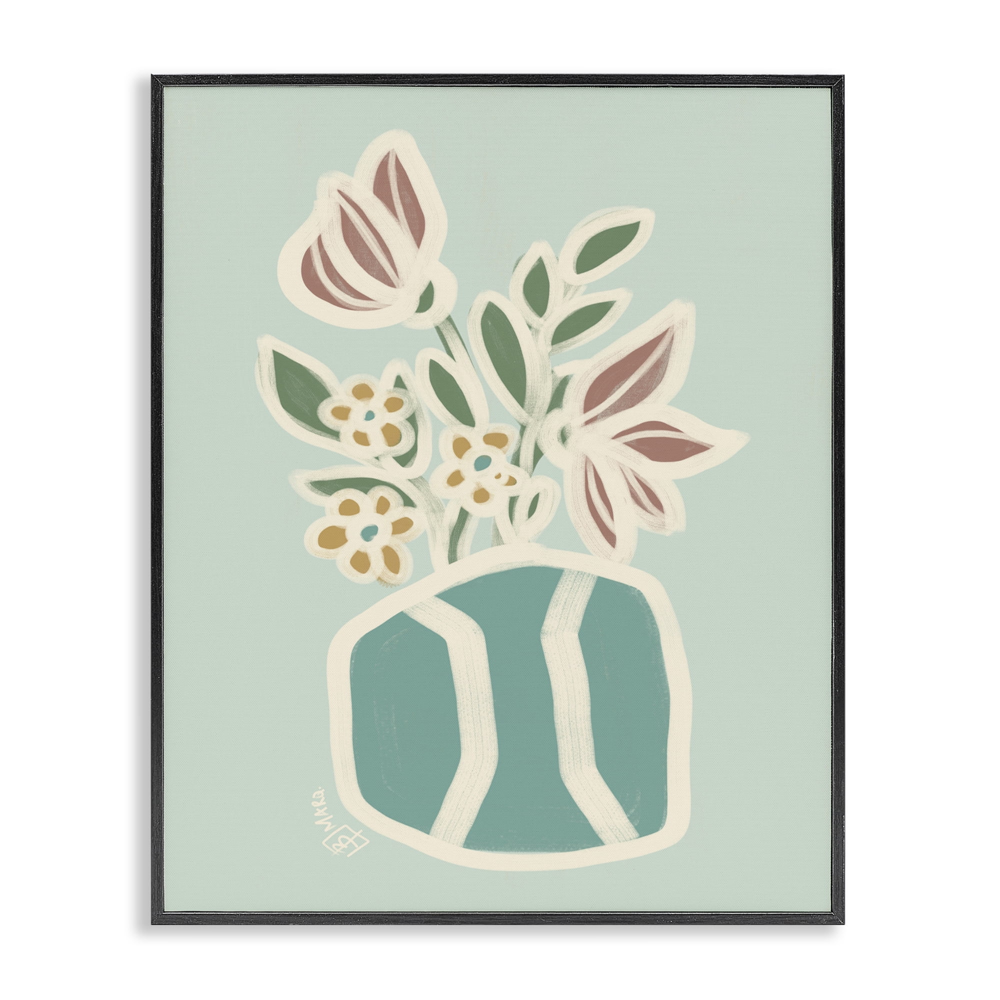Stupell Industries Erin Flower Bouquet Black Framed Giclee Art design ...
