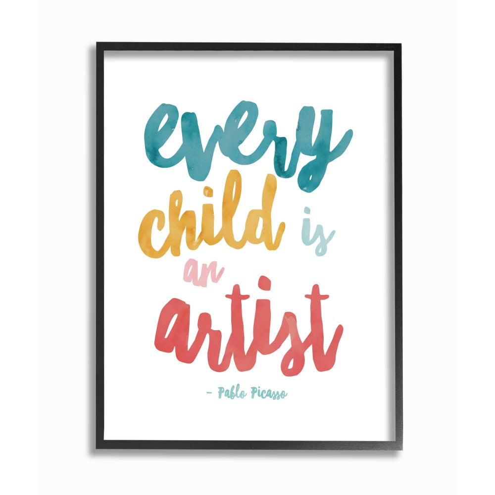 Stupell Industries Every Child Is an Artist Picasso Quote Colorful ...