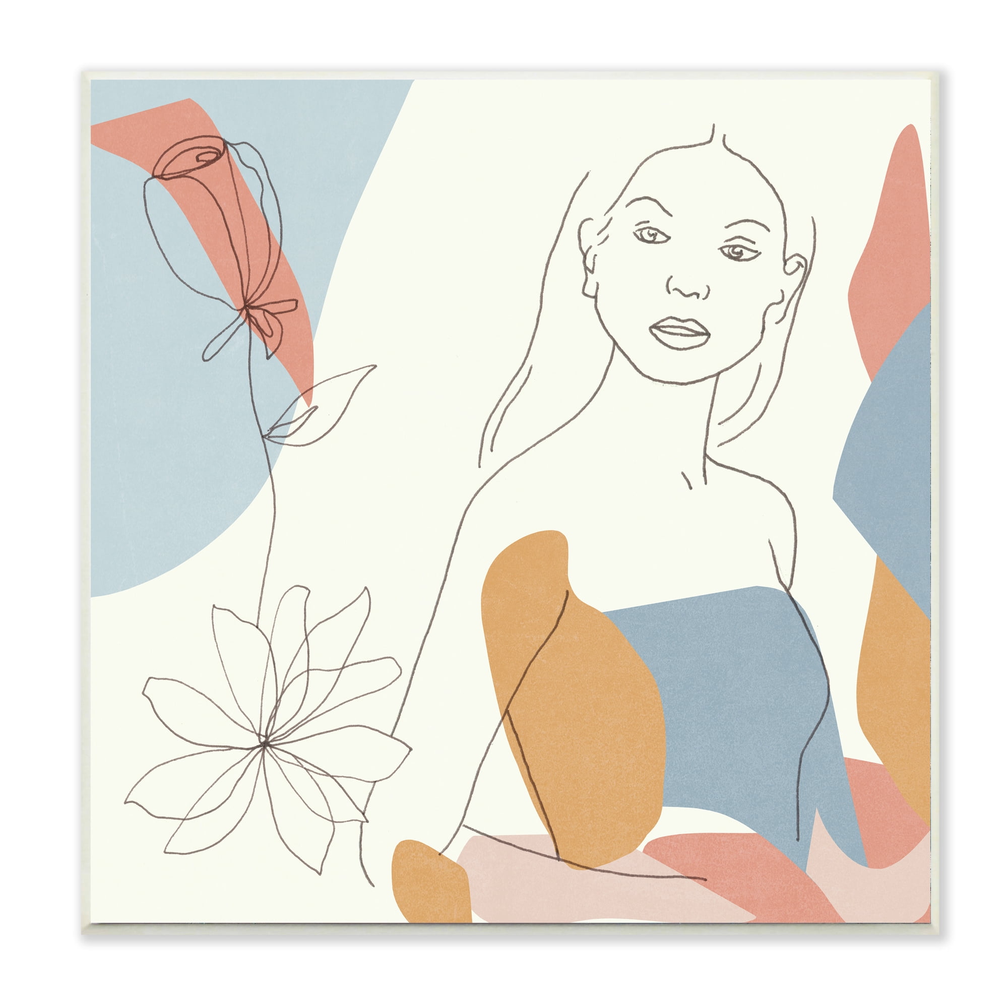 Stupell Industries Expressive Female Linework Spring Florals Pastel ...