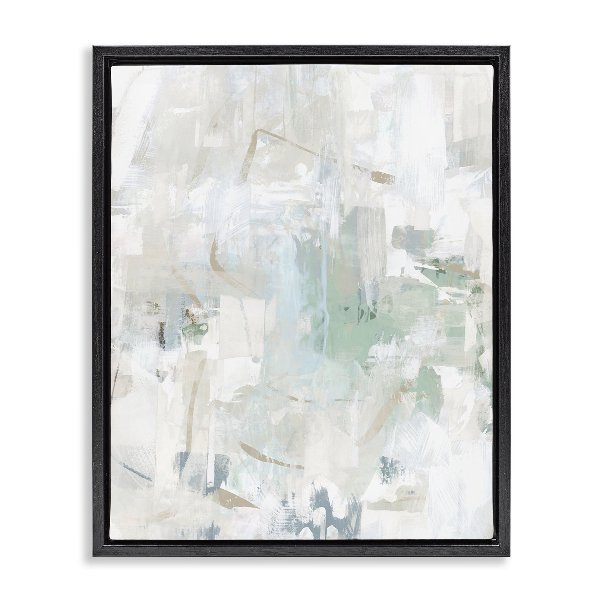 Stupell Industries Faded Abstract with Green Abstract Painting Black ...