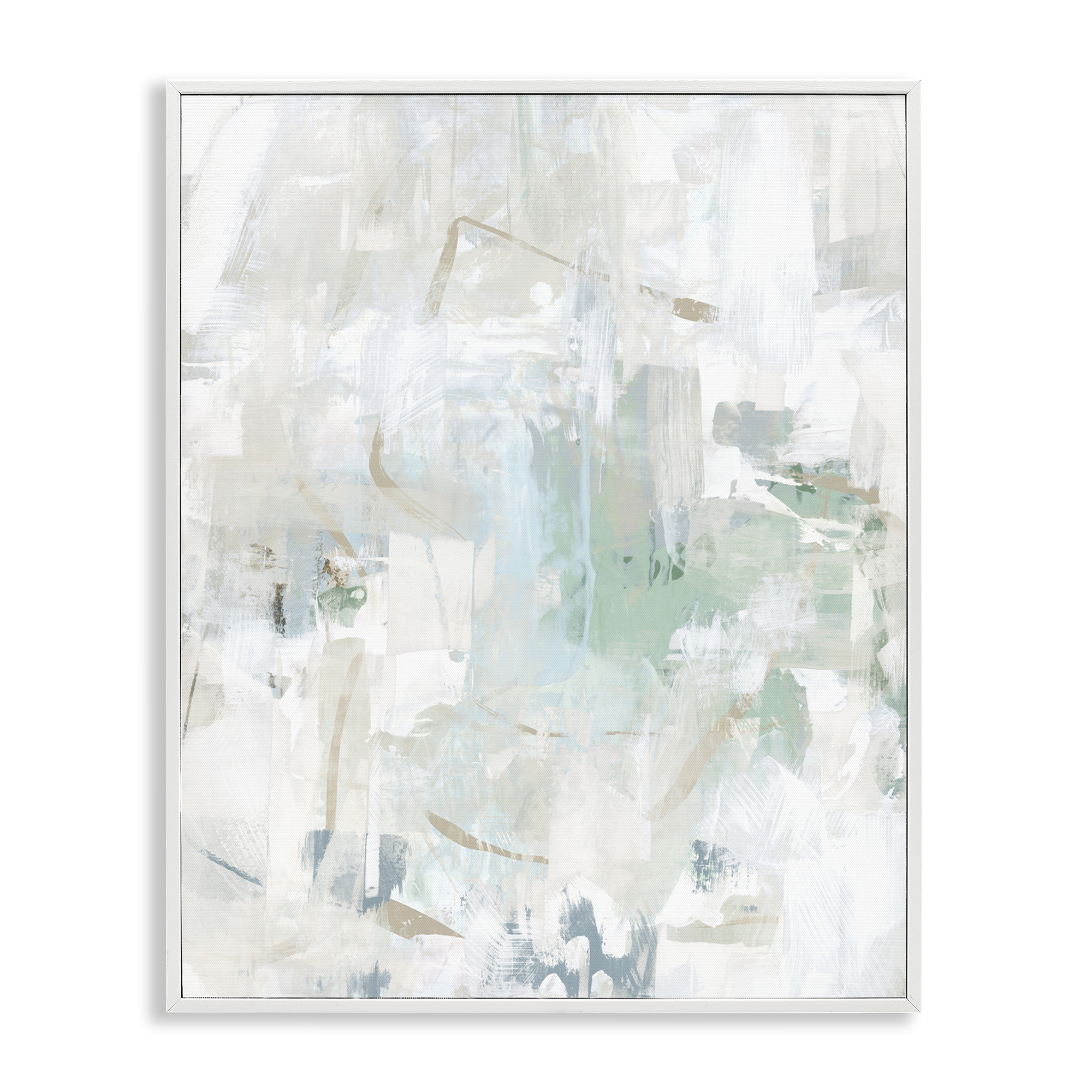 Stupell Industries Faded Abstract with Green Abstract Painting White ...