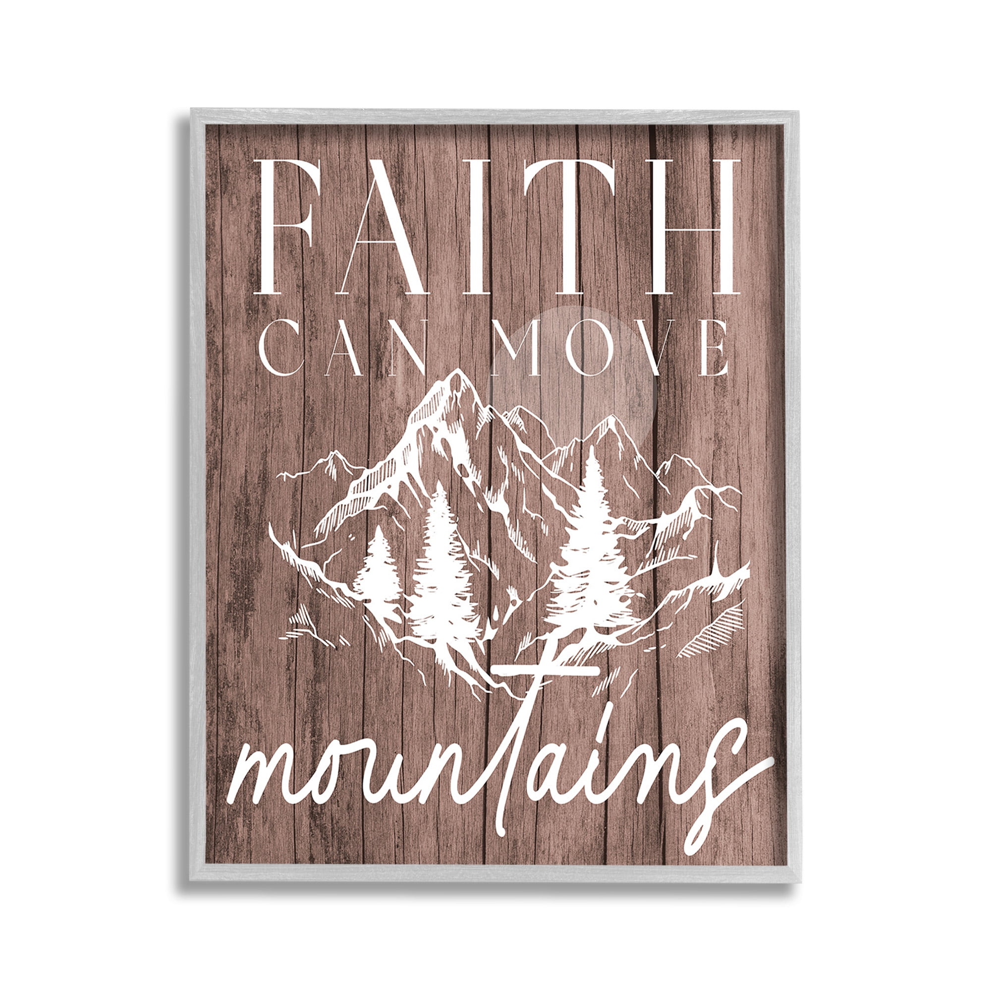 Stupell Industries Faith Can Move Mountains Landscape Painting Gray ...