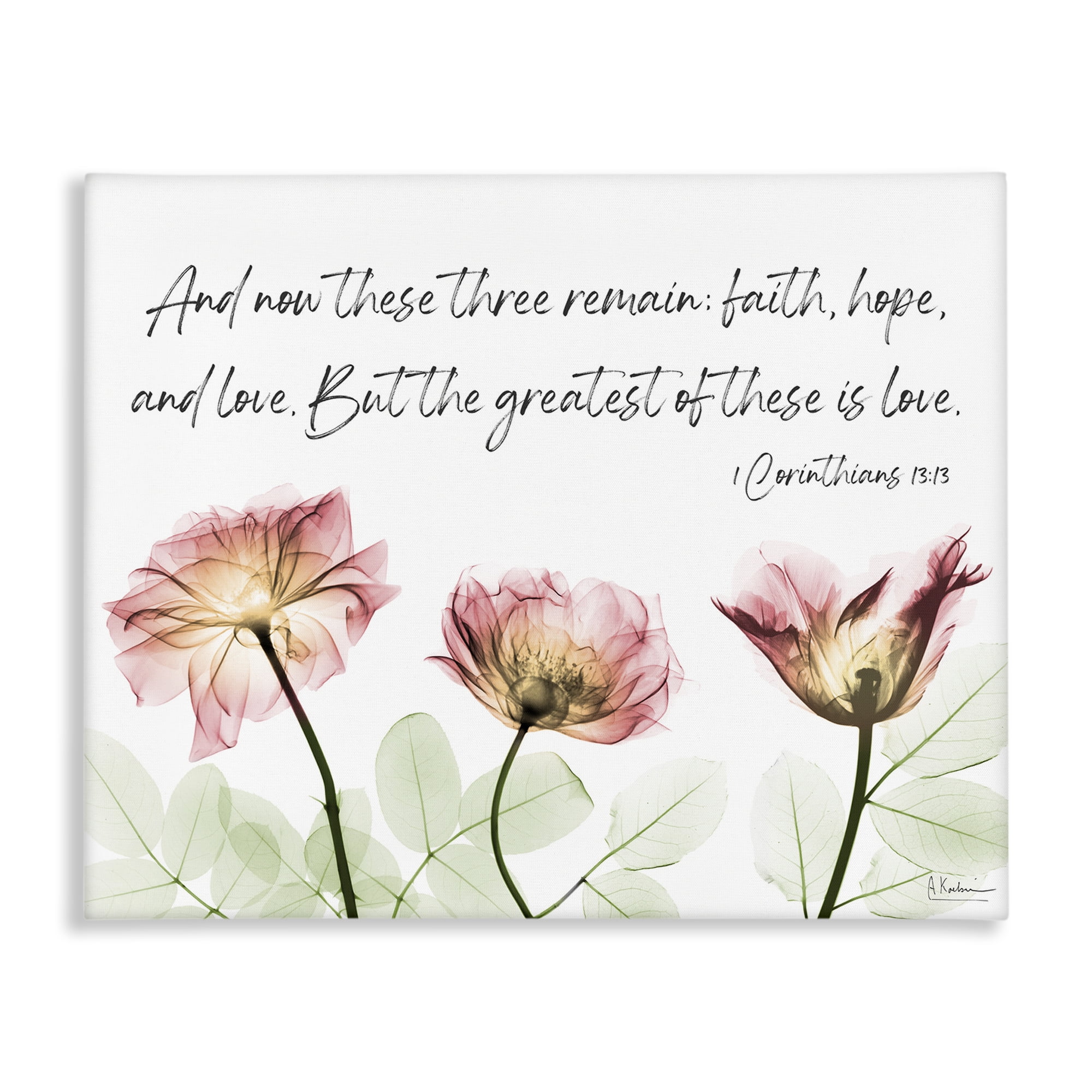 Stupell Industries Faith Hope Love Floral Religious Painting Gallery ...