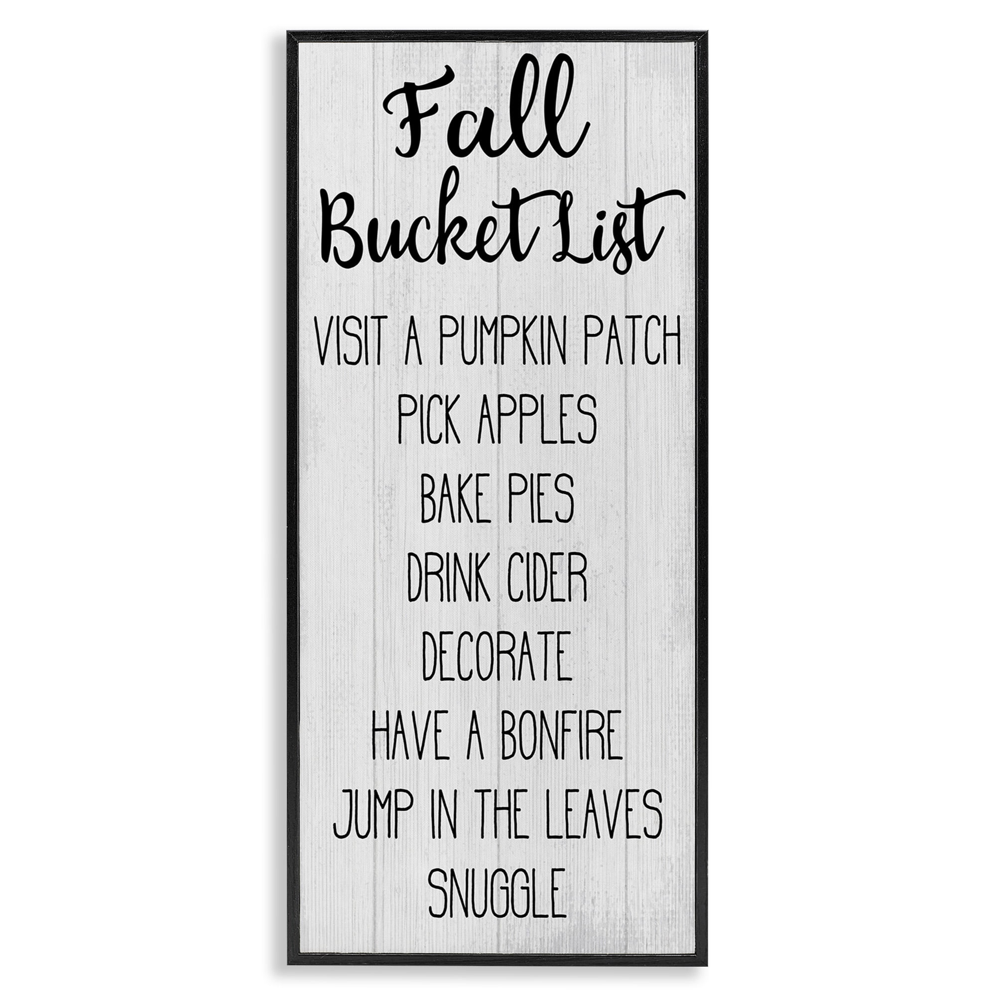 Stupell Industries Fall Bucket Goals Sign Typography Painting Black ...