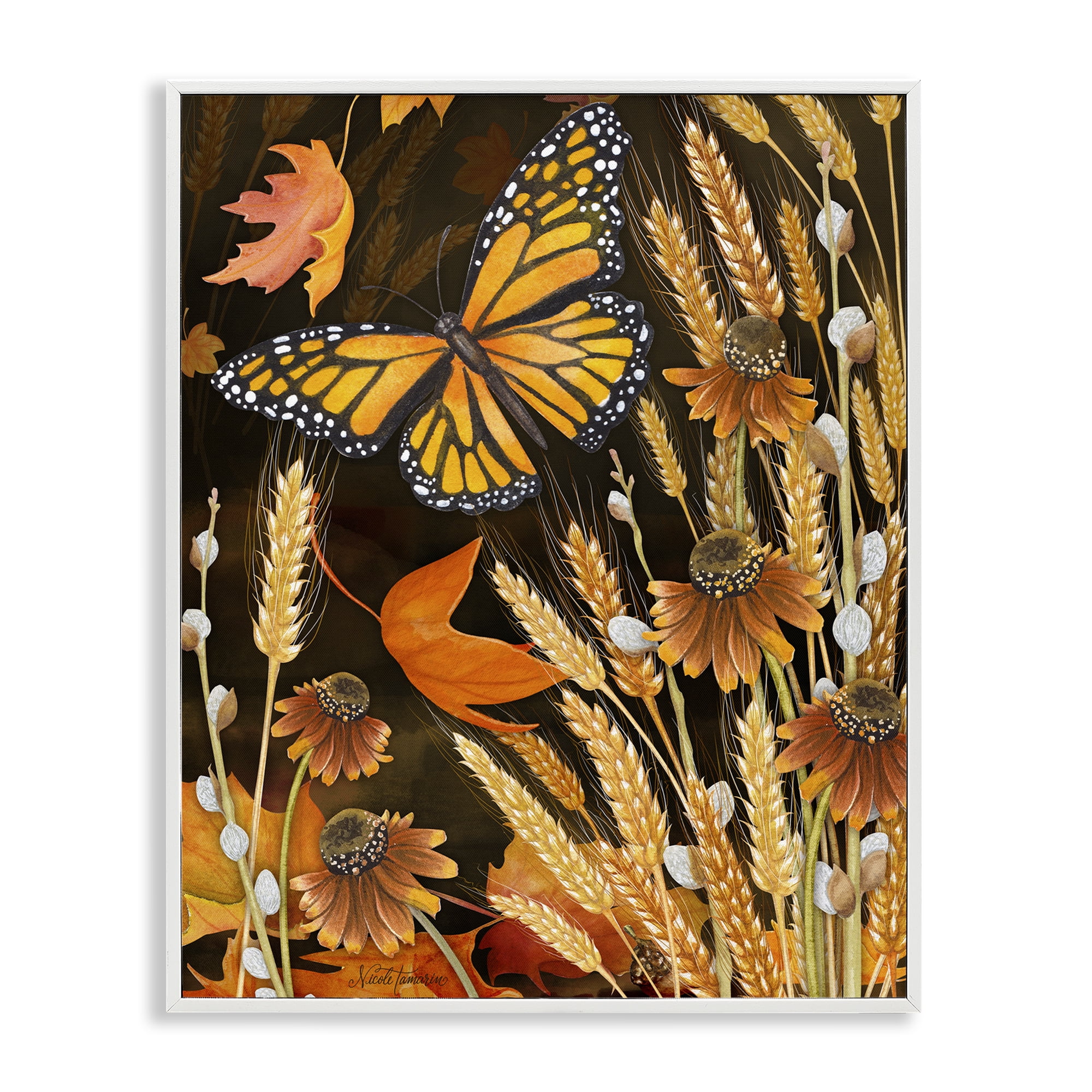 Stupell Industries Fall Motif Midnight Garden White Framed Giclee Art ...