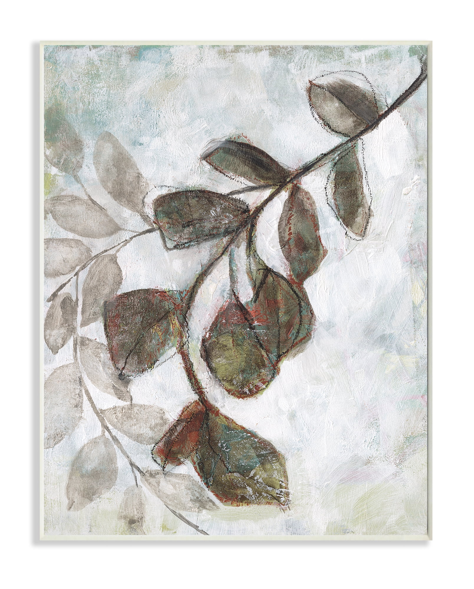 Stupell Industries Fall Season Tree Branches Soft Sketch Leaves Wall ...
