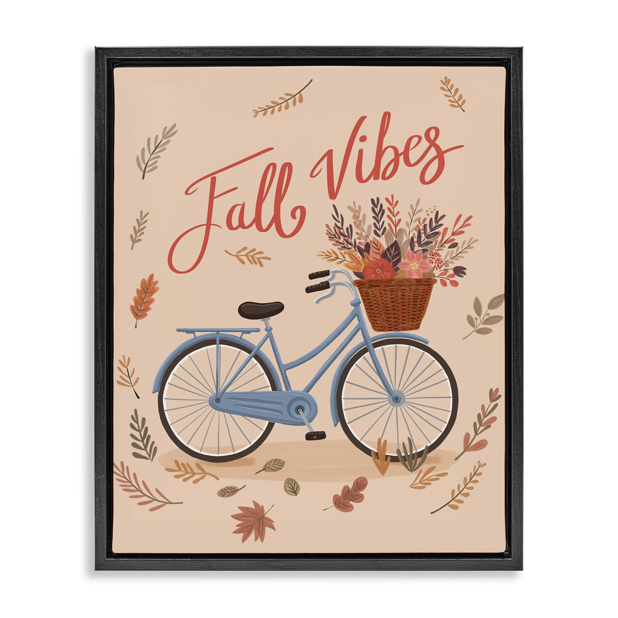 Stupell Industries Fall Vibes Bicycle Transportation Painting Black ...