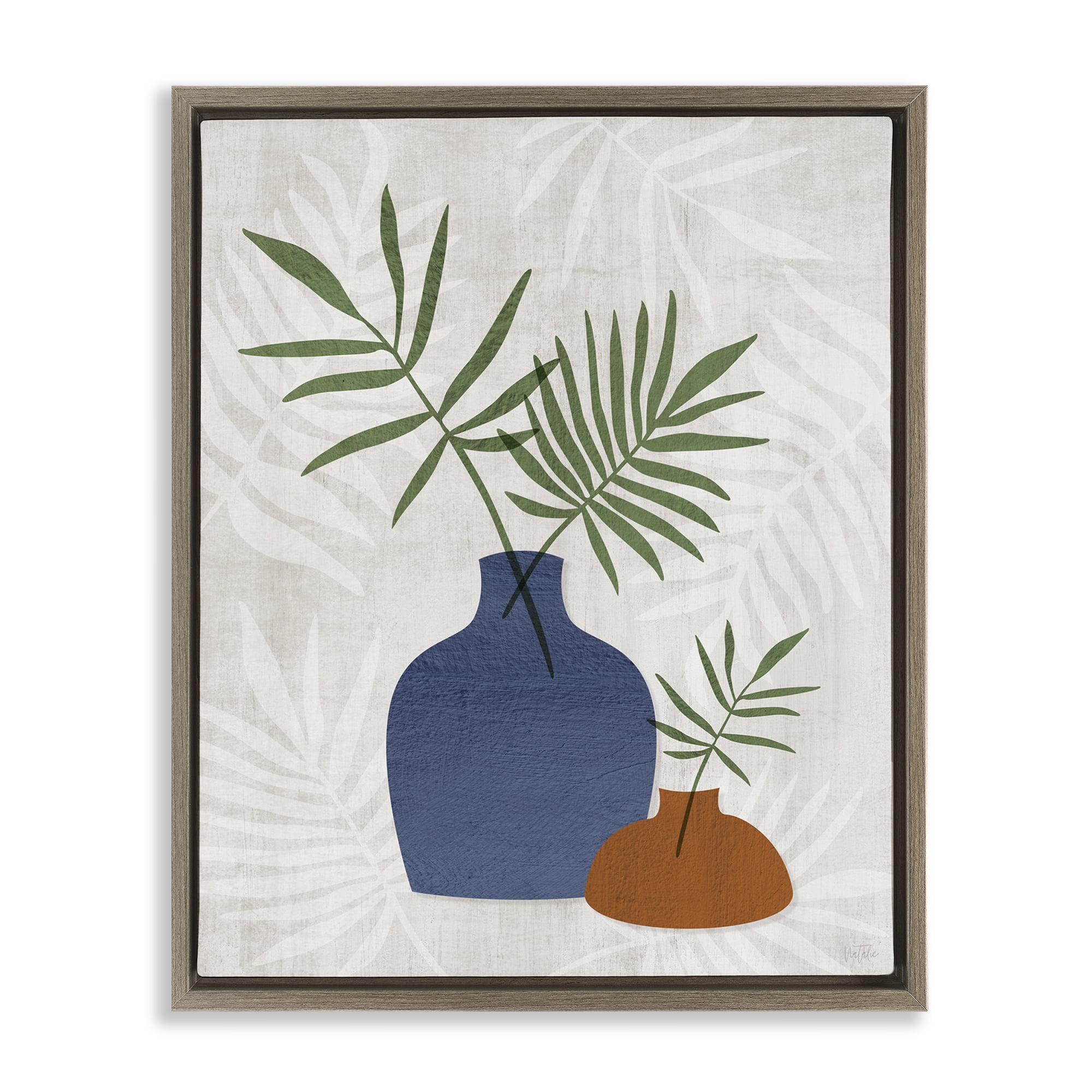 Stupell Industries Fan Plant Sprigs Plants & Flowers Painting Brown ...