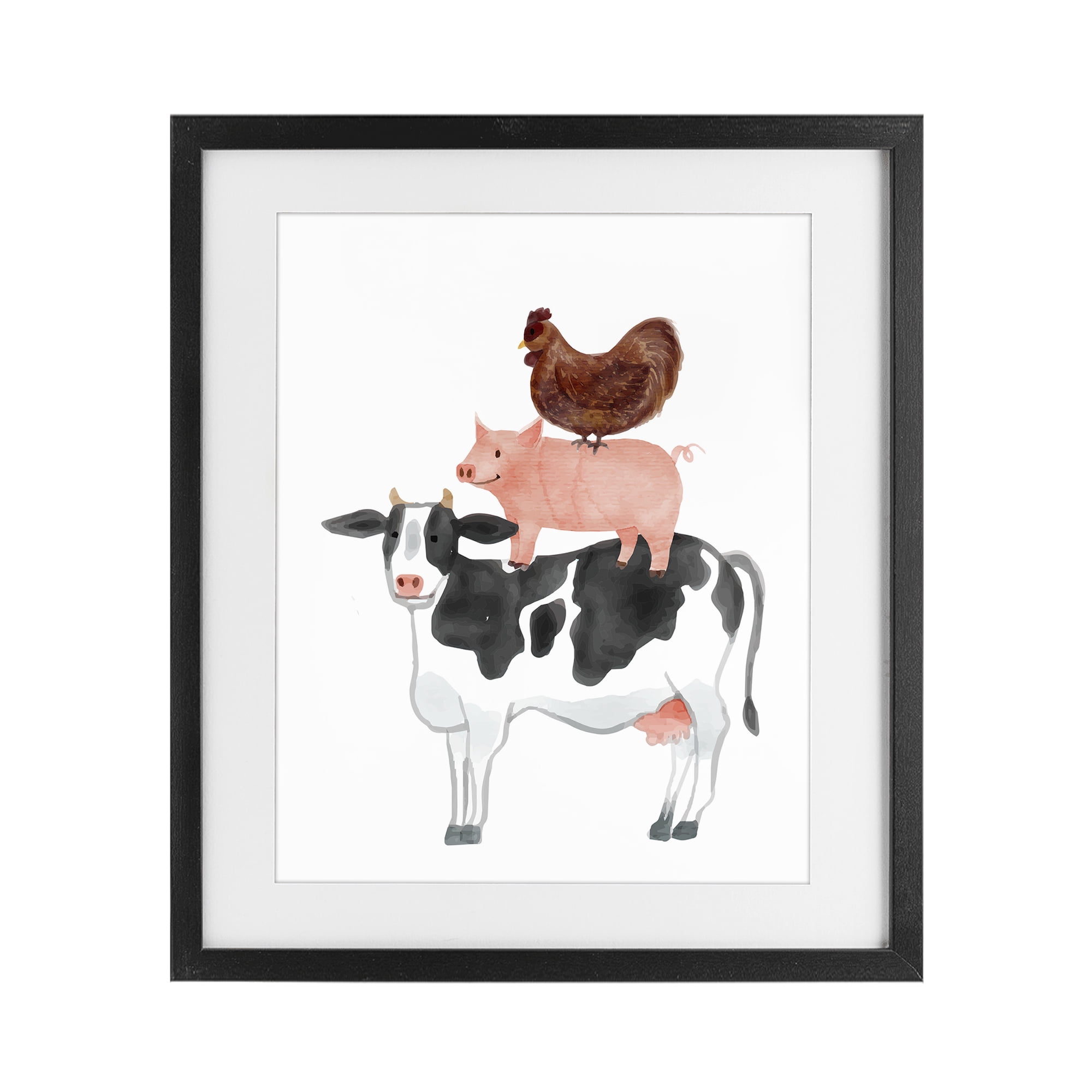 Stupell Industries Farm Animal Stack Whimsy Black Framed Print Under ...