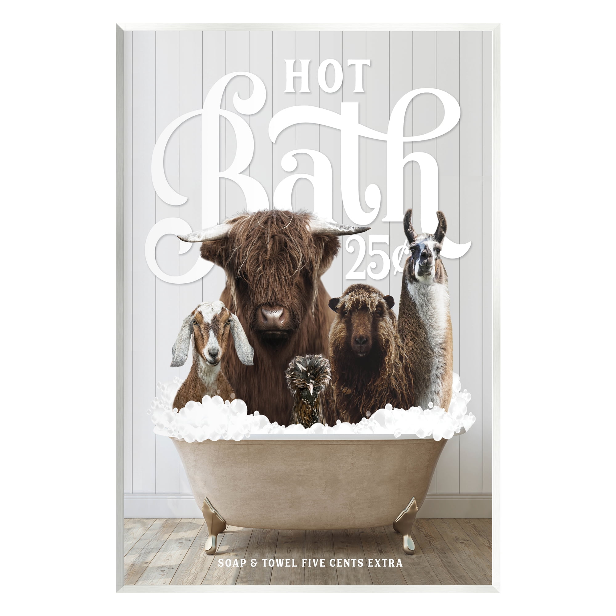 Stupell Industries Farm Animals Bath Painting Unframed Art Print Wall ...