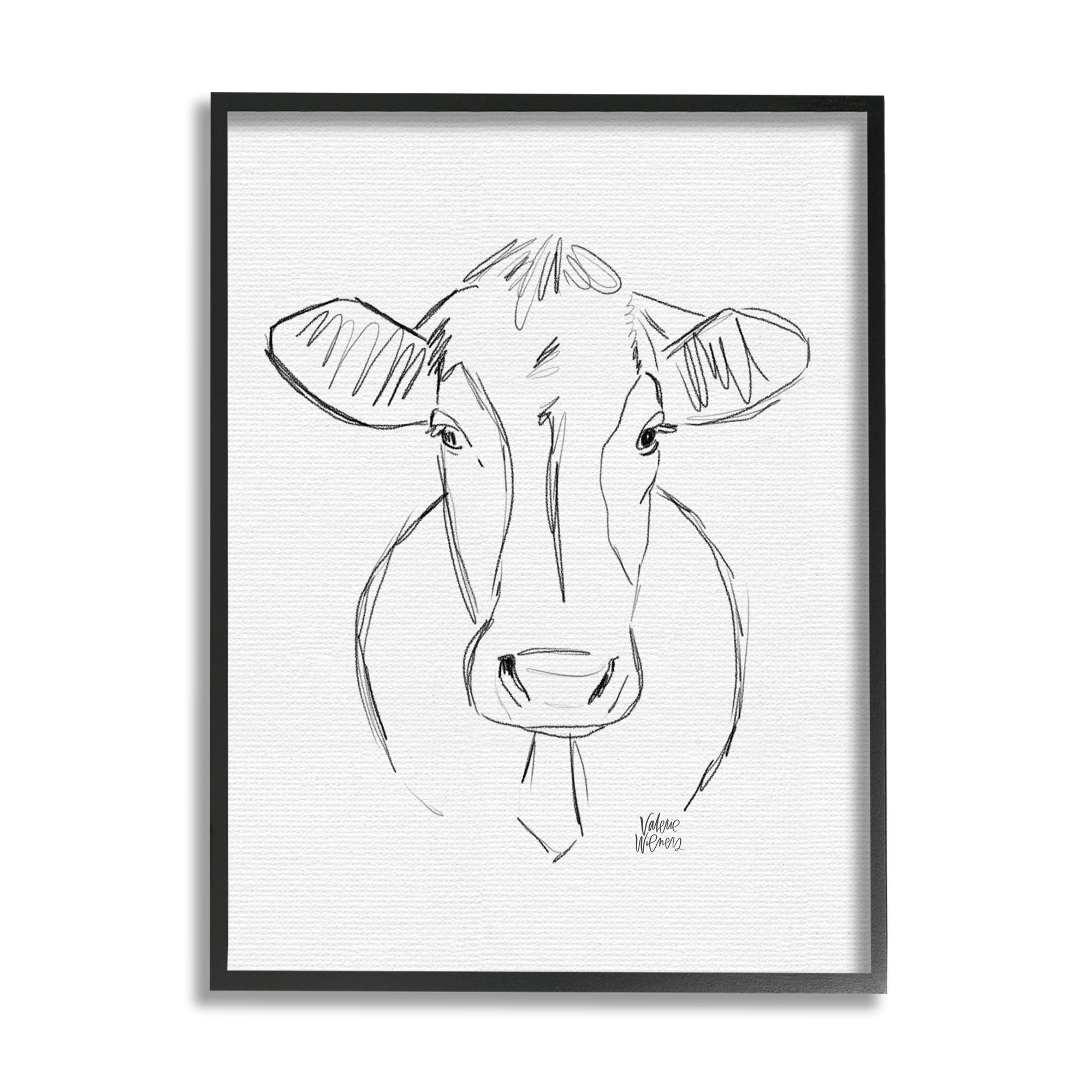 Stupell Farm Cattle Cow Pencil Sketch Drawing Portrait Print - Walmart.com