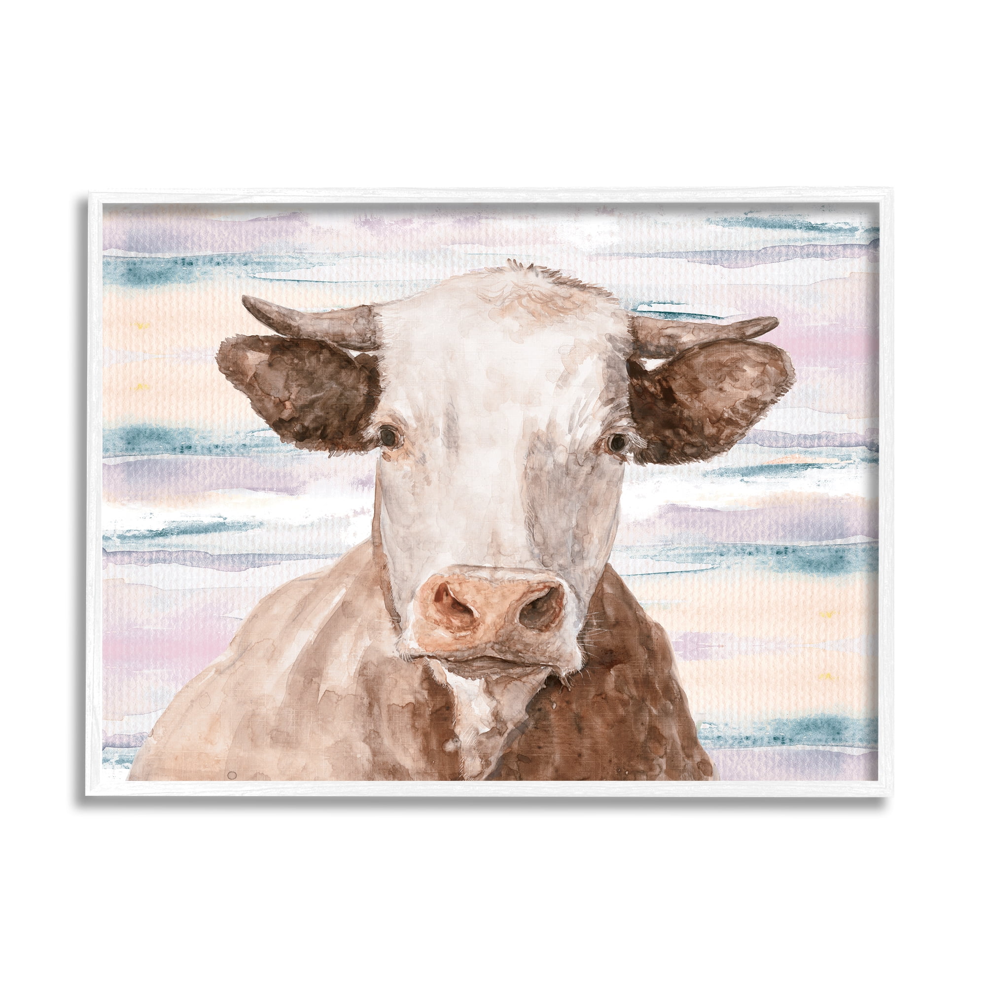 Stupell Industries Farm Cow Cattle Portrait Abstract Sunset Background ...