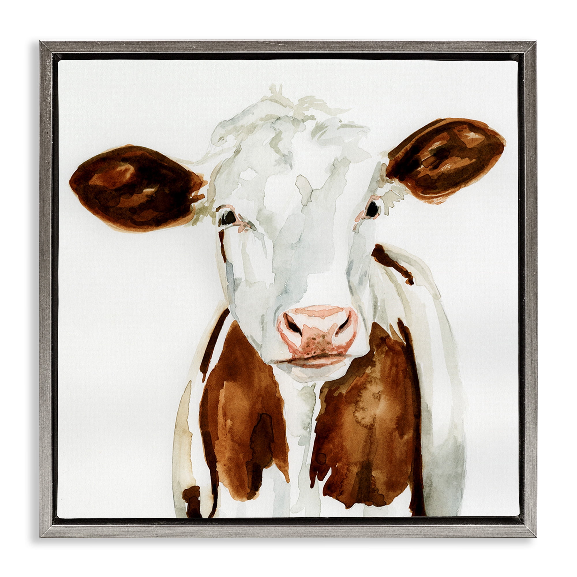 Stupell Industries Farm Cow Neutral Watercolor Animals & Insects ...