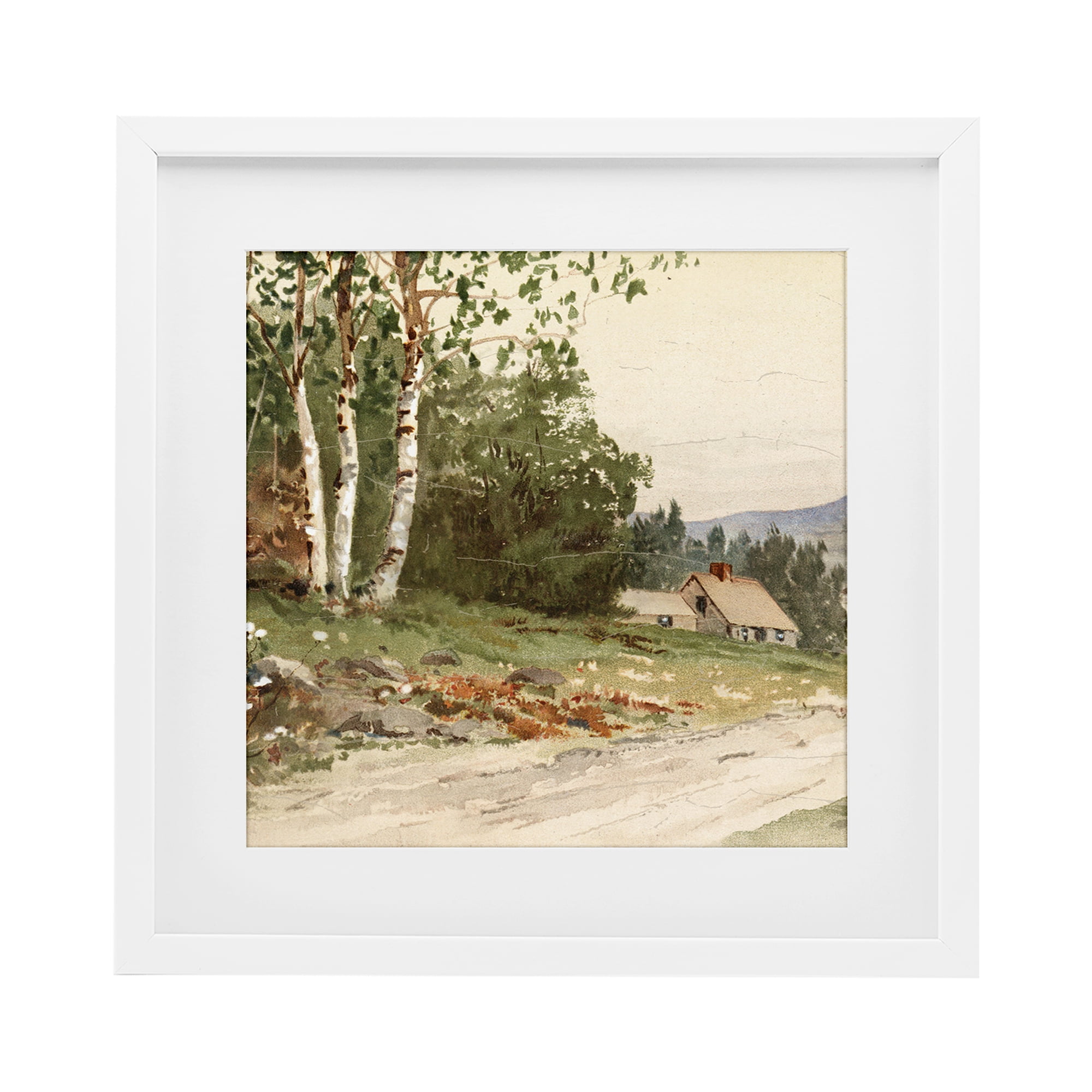 Stupell Industries Farm House Dirt Road White Framed Print Under Glass ...