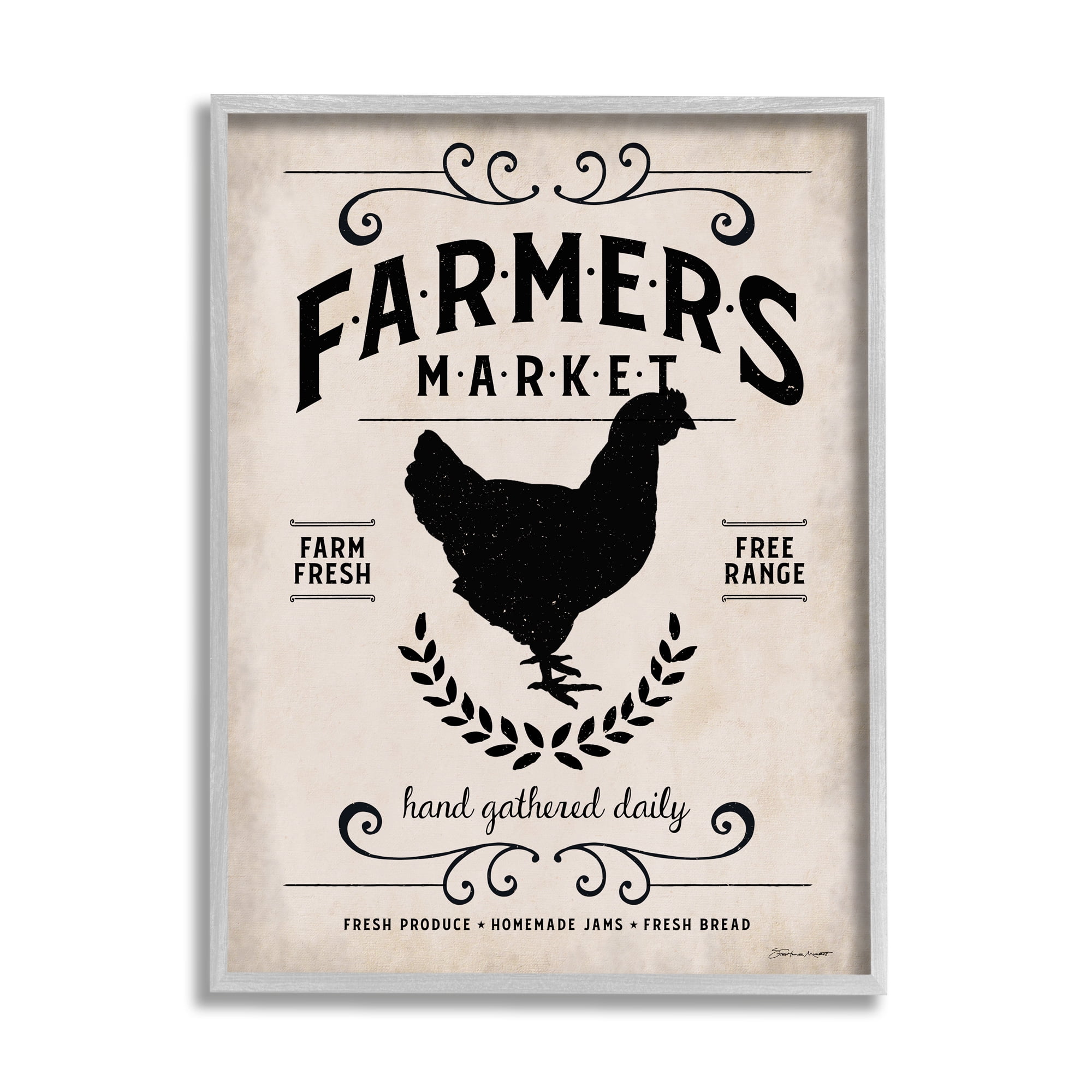 Stupell Industries Farmers Market Rooster Animal Rustic Textured Word ...