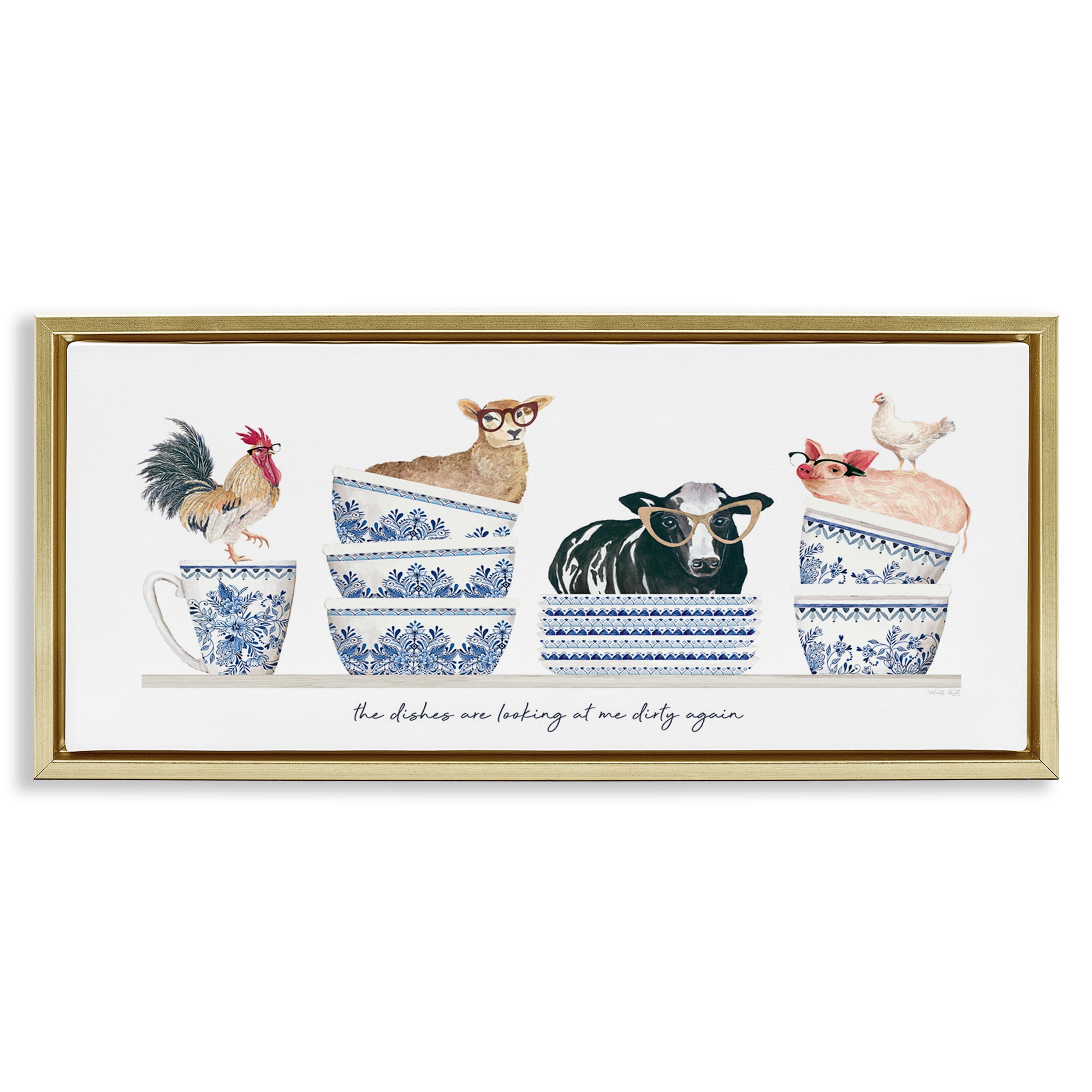 Stupell Industries Farmhouse Dirty Dishes Animals & Insects Painting ...