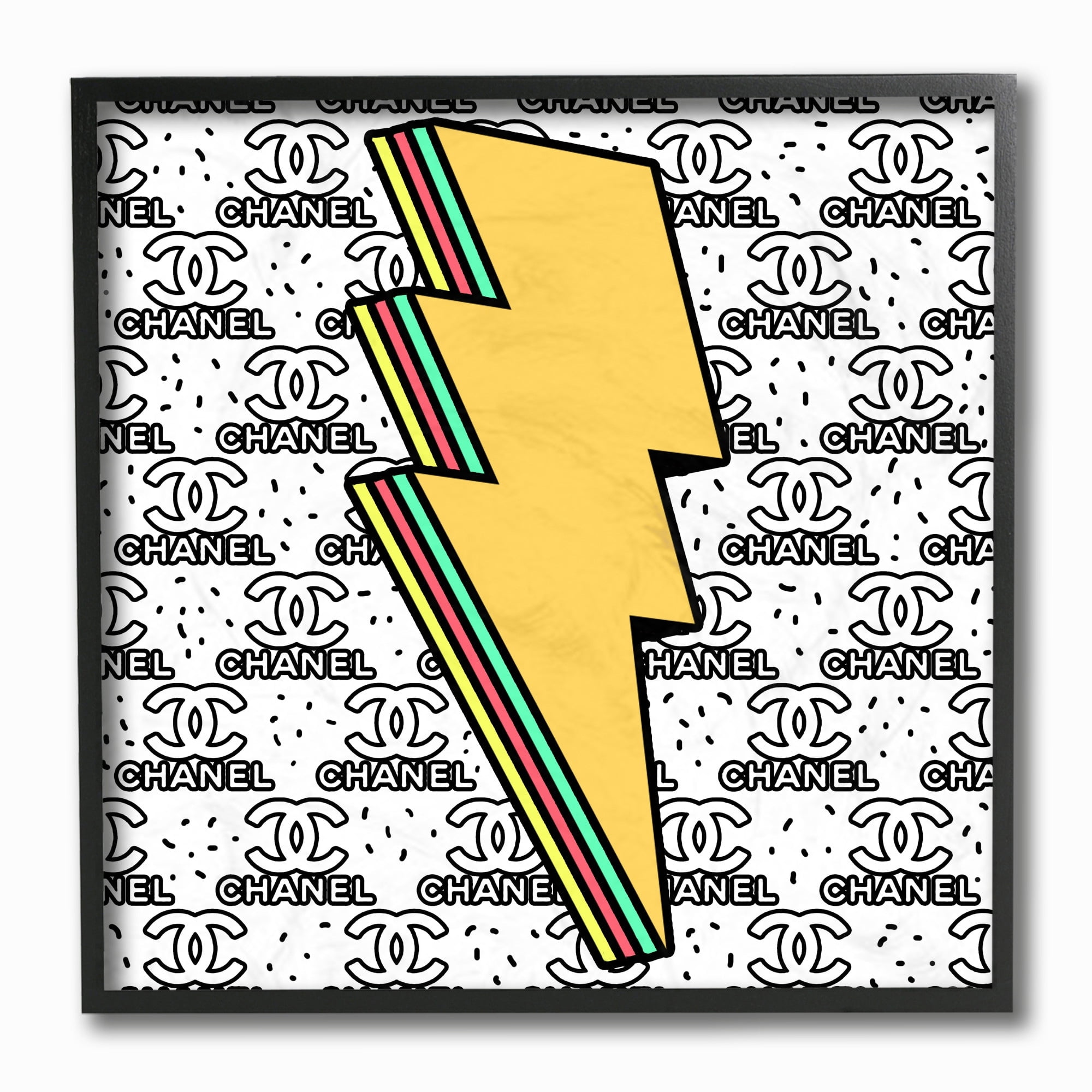 Stupell Industries Fashion Lightning Bolt Symbol over Glam Pattern ...