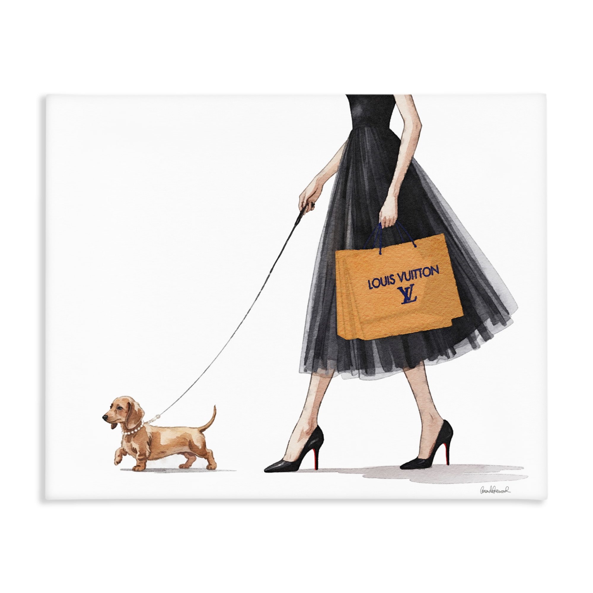 Stupell Industries Fashionable Dog Walking Canvas Wall Art, design by ...