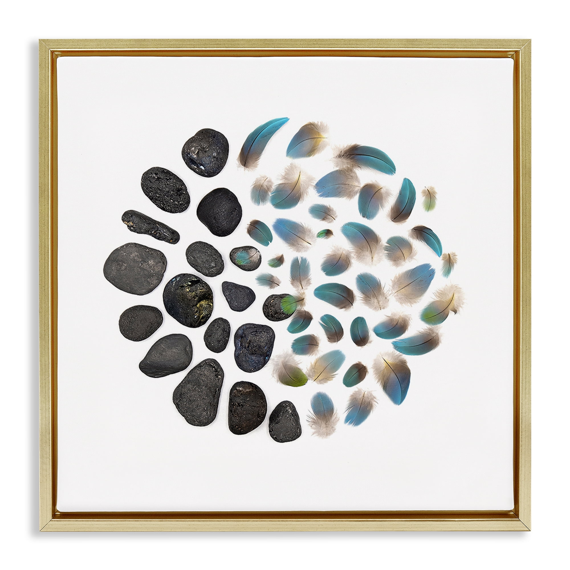 Stupell Industries Feathers & Rocks Collection Gold Framed Floater ...