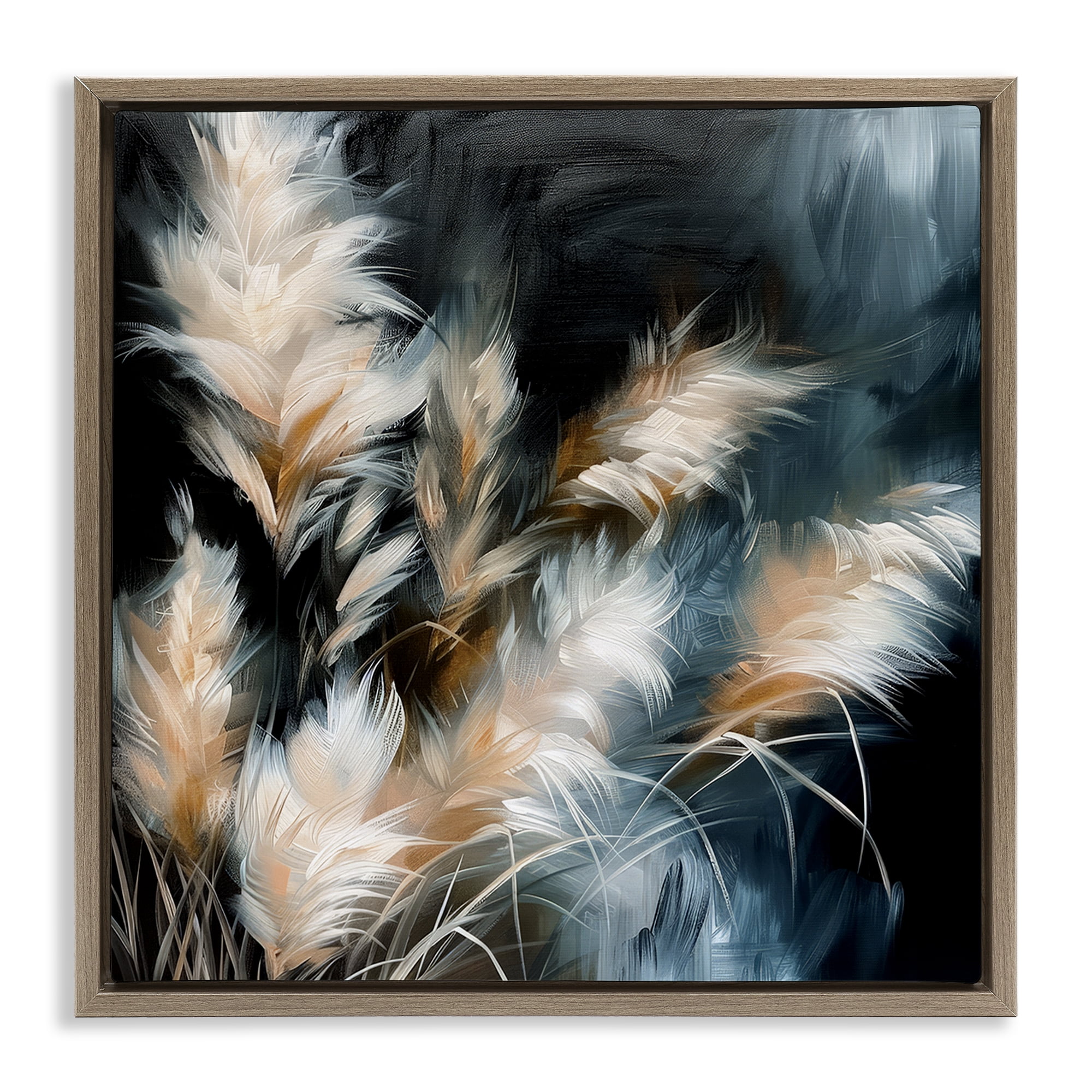 Stupell Industries Feathery Windblown Wheat Plants & Flowers Painting ...