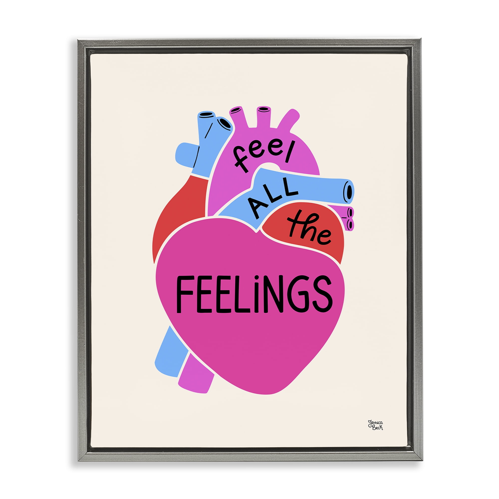 Stupell Industries Feel All The Feelings Text & Numbers Painting Gray ...