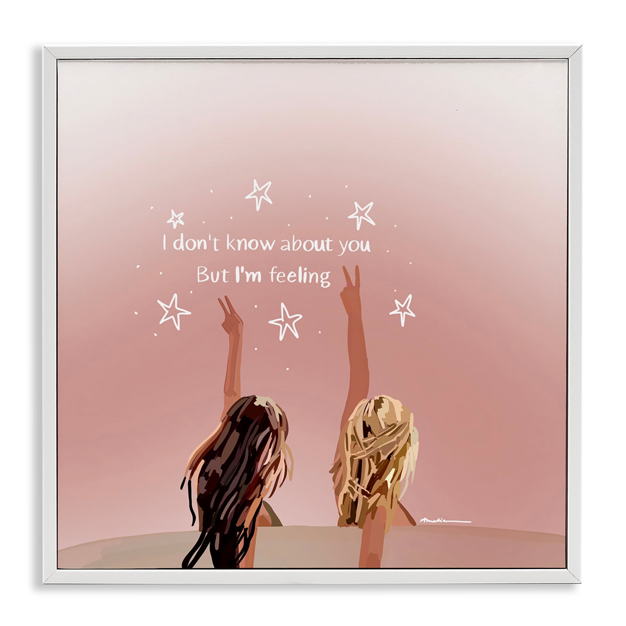 Stupell Industries Feeling 22 Lyrics People Painting White Framed Art ...