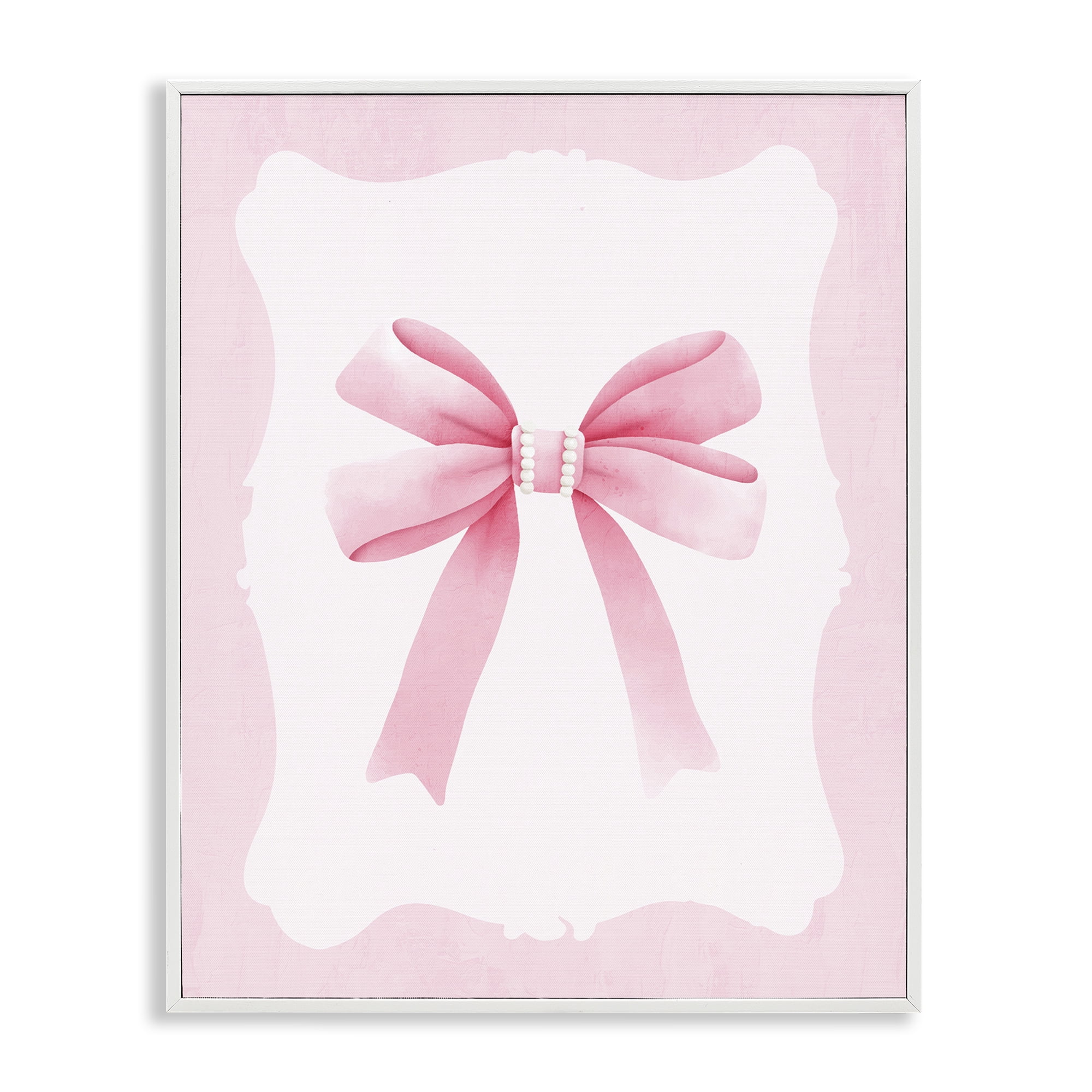 Stupell Industries Feminine Bow with Pearls White Framed Giclee Art ...