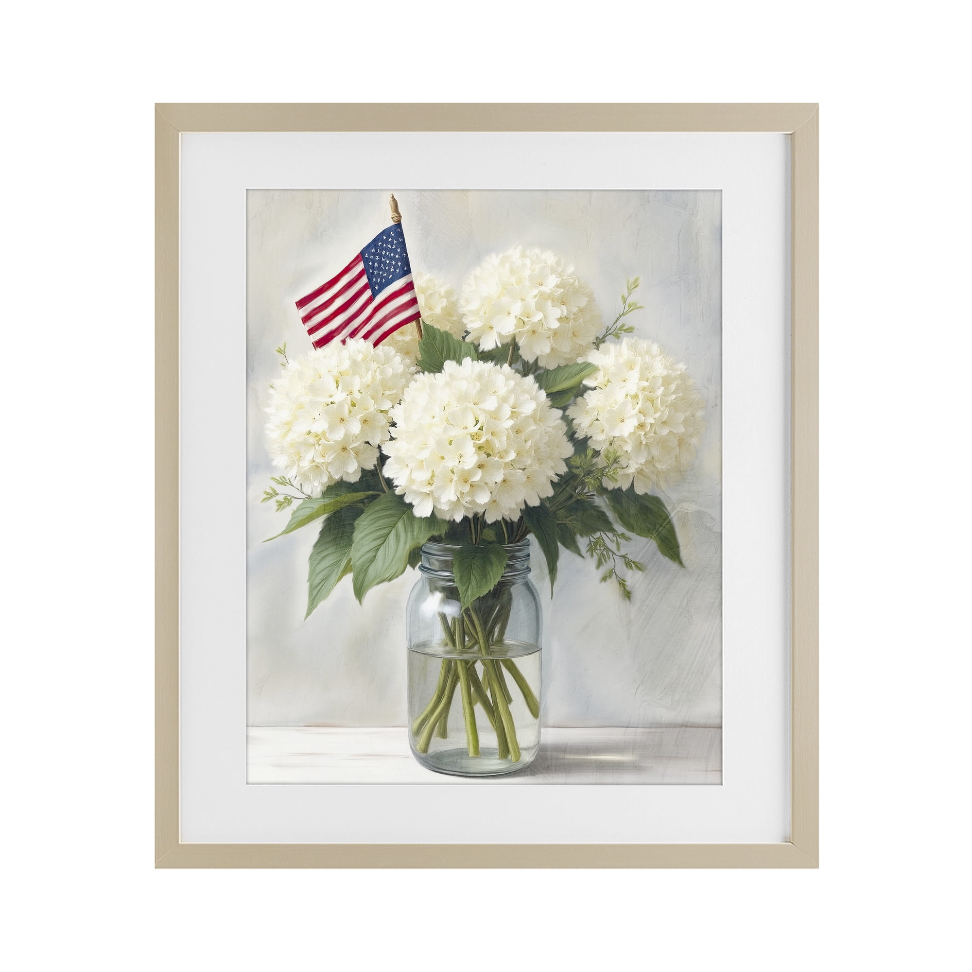 Stupell Industries Festive Patriotic Hydrangea Birch Framed Print Under ...